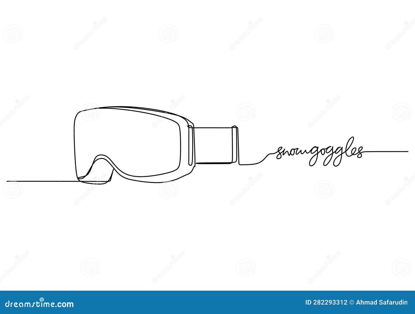 Snow Goggles One Line Drawing: Continuous Hand Drawn Sport Theme Object ...