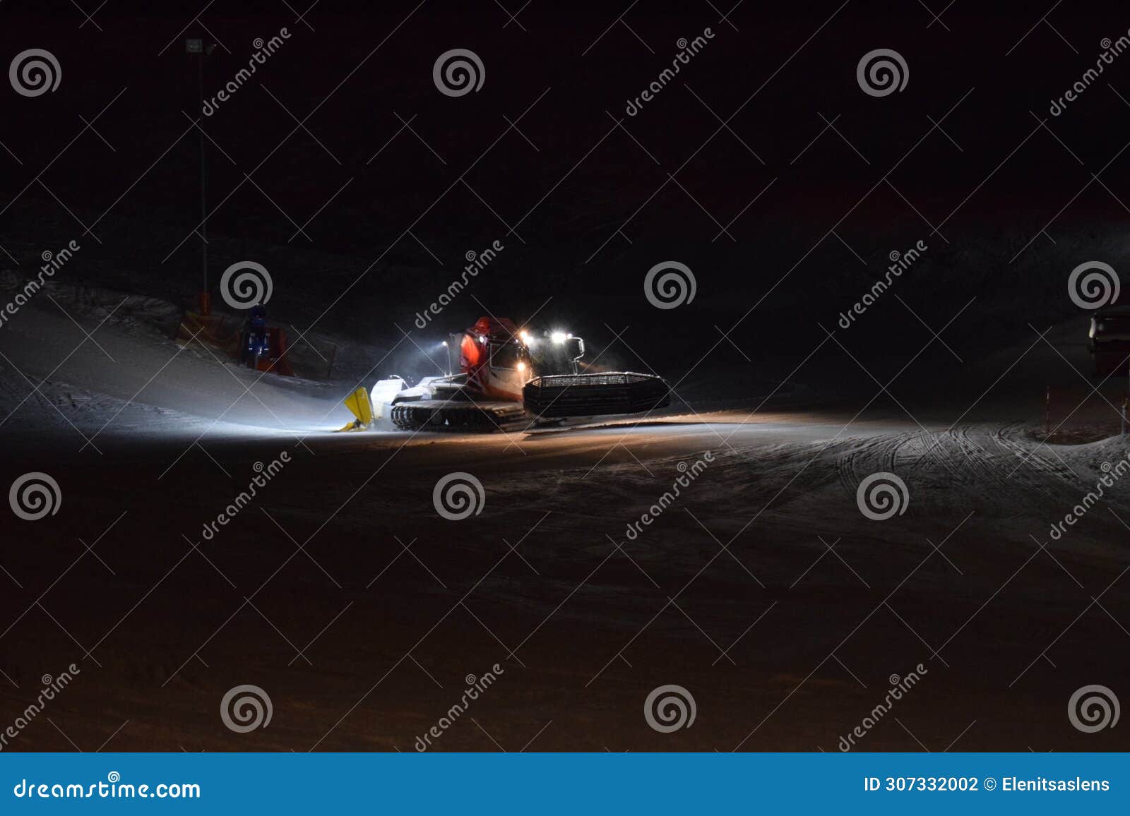 A Snow Groomer Compacting Ski Runs at Night Editorial Photography ...