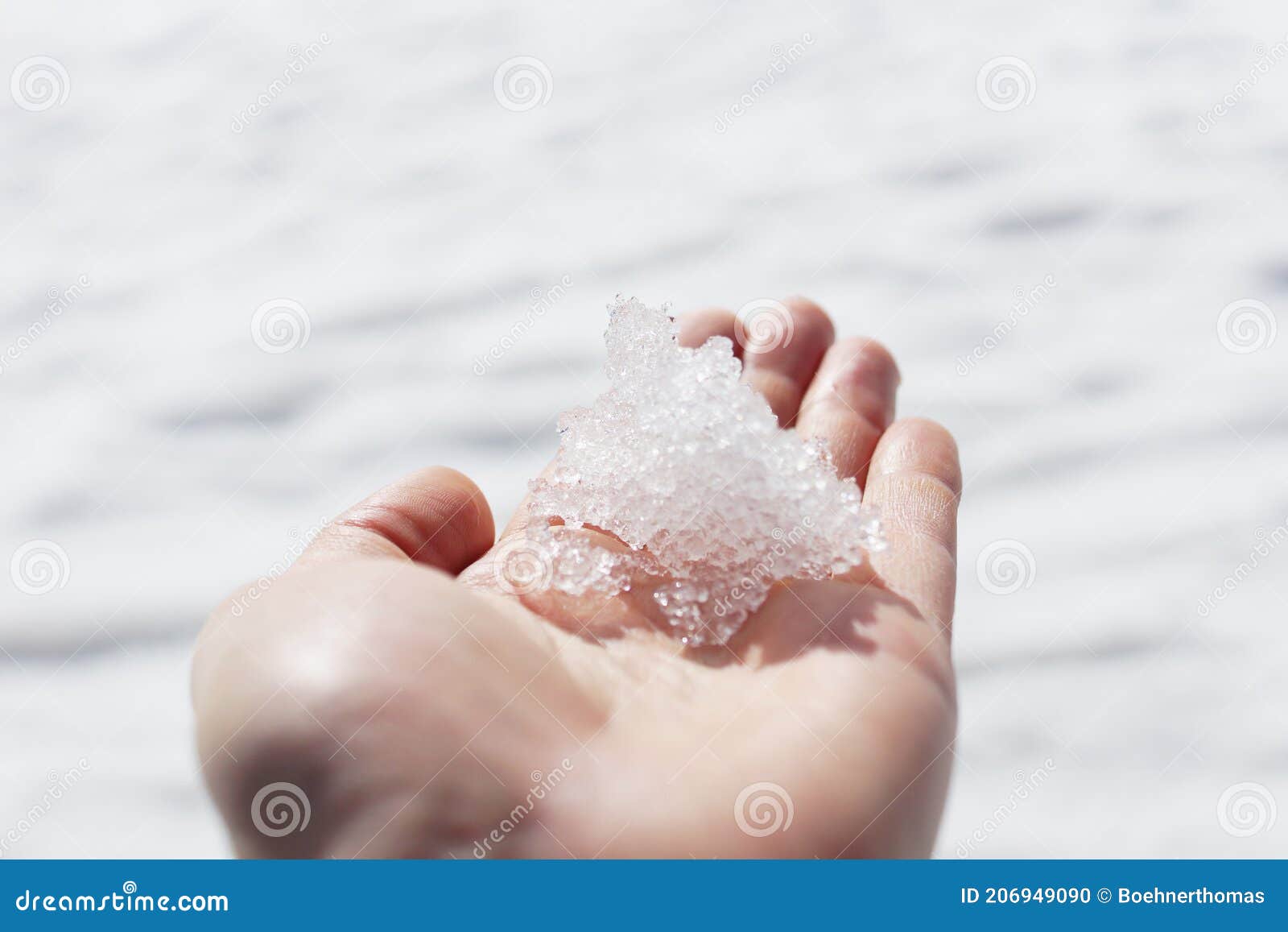 Snow in the hand stock photo. Image of cloud, frost - 206949090