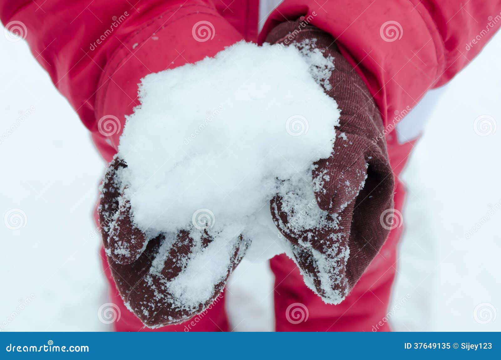Snow in hands stock image. Image of gloves, palm, palms - 37649135