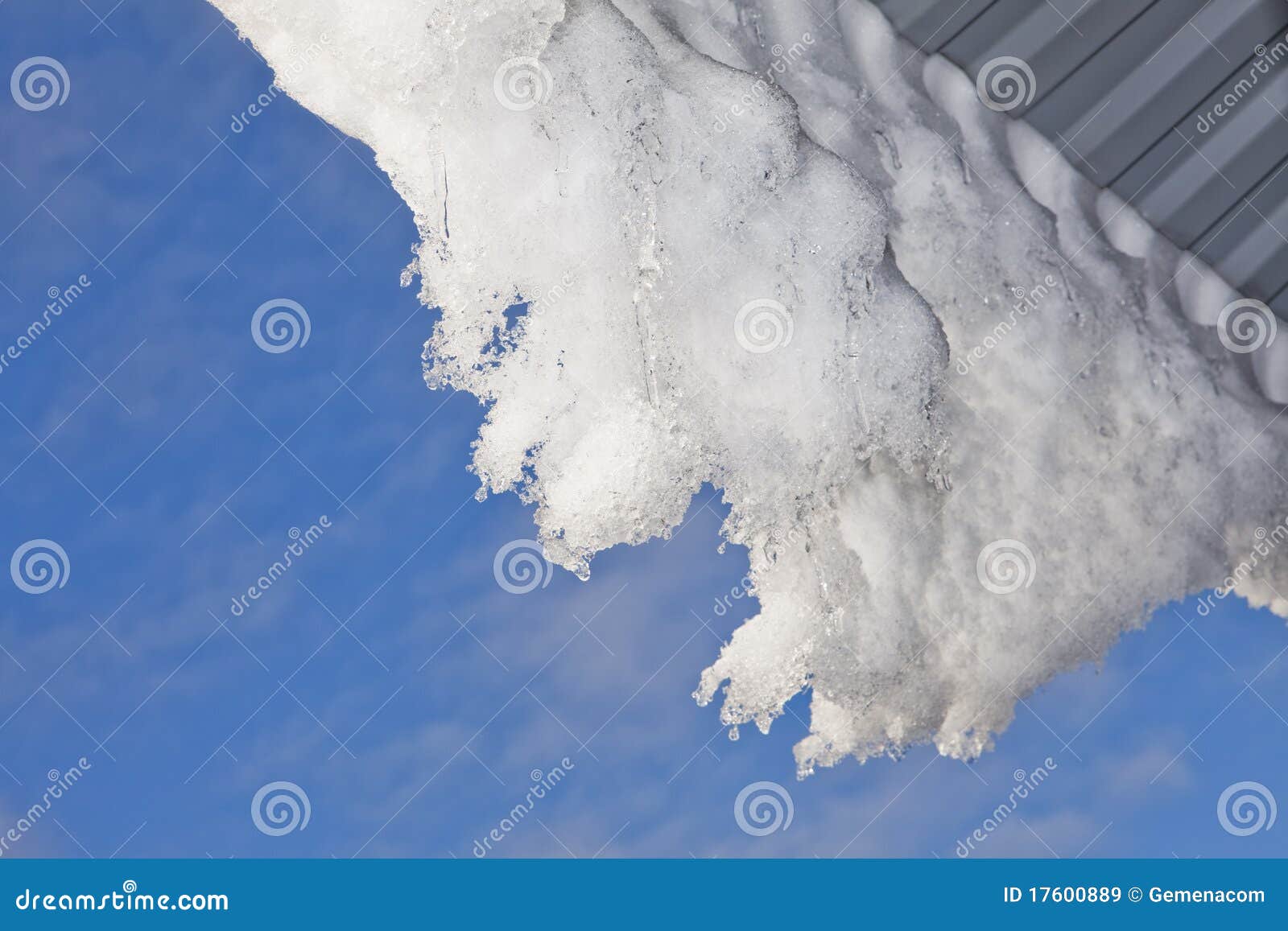 Snow hanging from the roof stock image. Image of beauty - 17600889