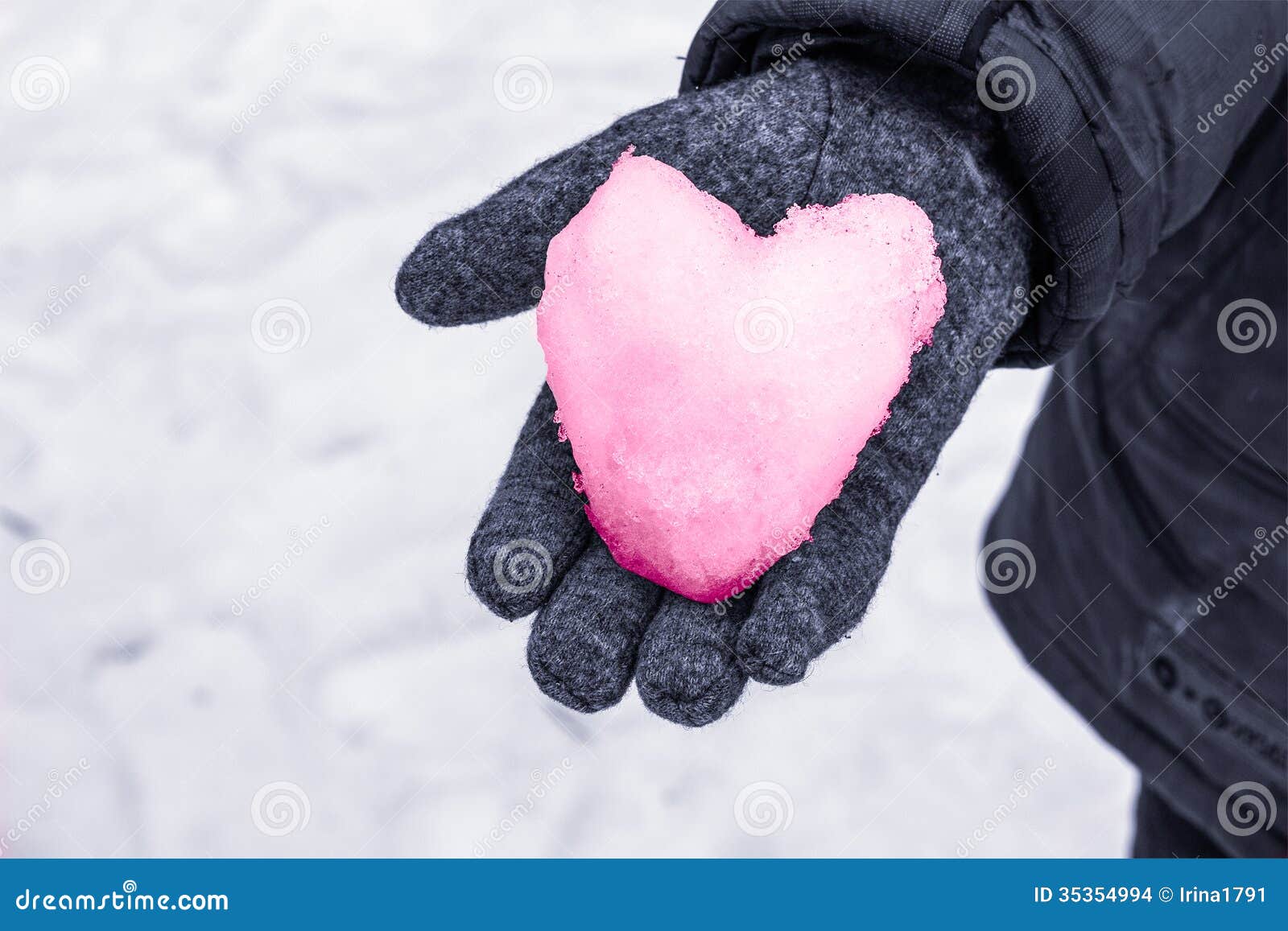 Snow heart in his hands. stock photo. Image of march - 35354994