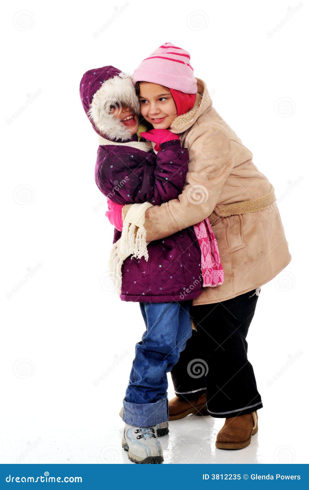 Snow Hugs stock image. Image of child, furry, enjoying - 3812235