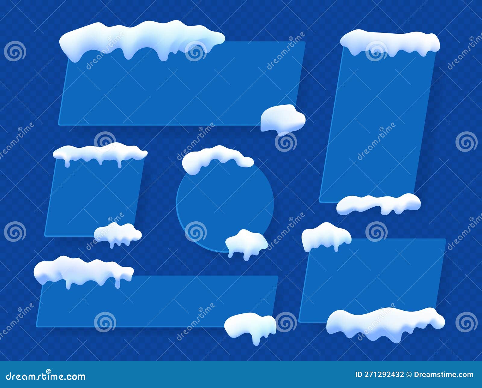 Snow Ice Cap Advertising Blue Banners Set Rectangular Square Round ...