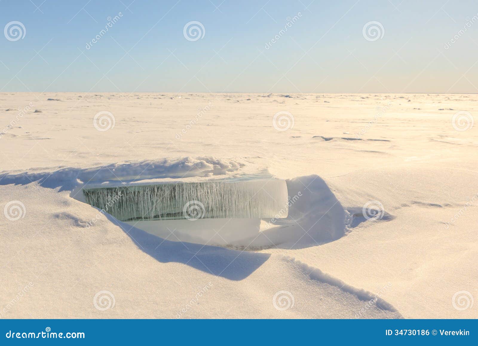 Snow, Ice, Hummocks on Snow-covered Ice of Lake. Stock Photo - Image of ...