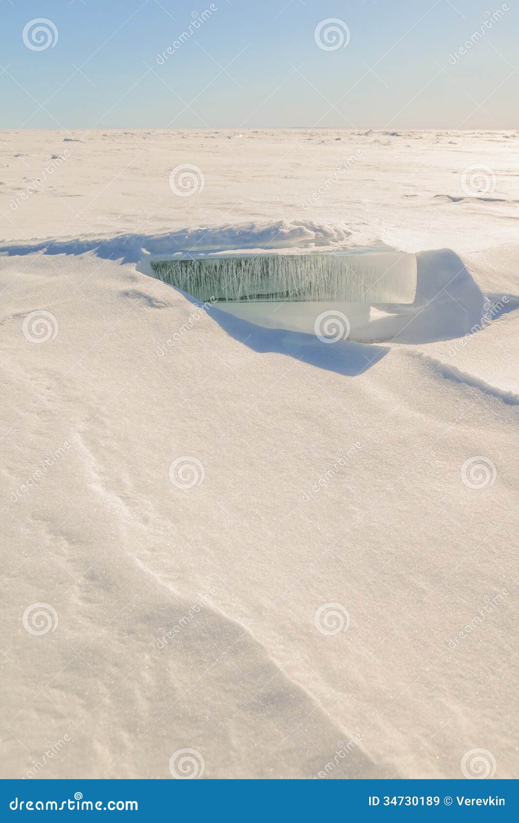 Snow, Ice, Hummocks on Snow-covered Ice of Lake. Stock Image - Image of ...