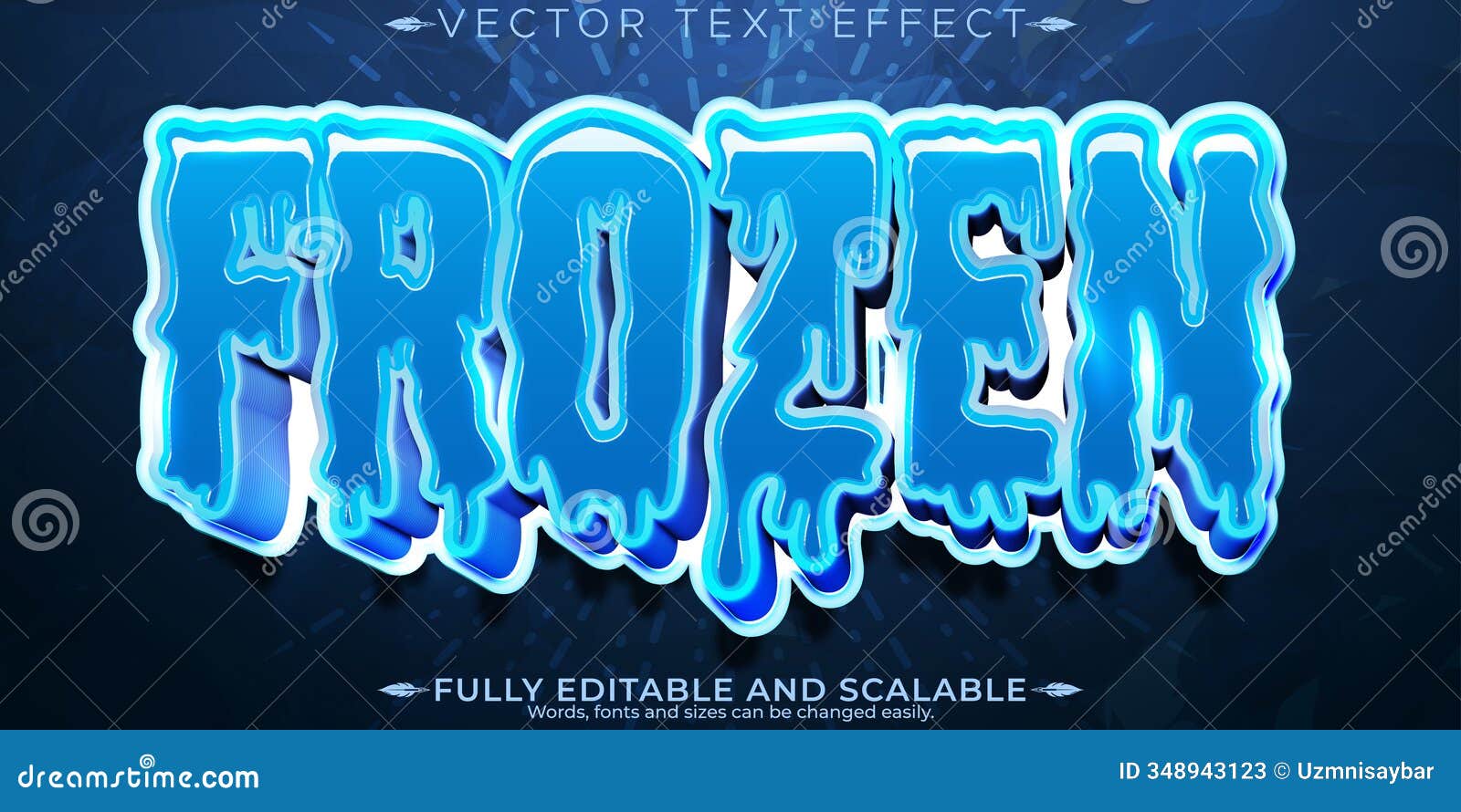 Snow Ice Text Effect, Editable Cold and Frozen Text Style Stock Vector ...