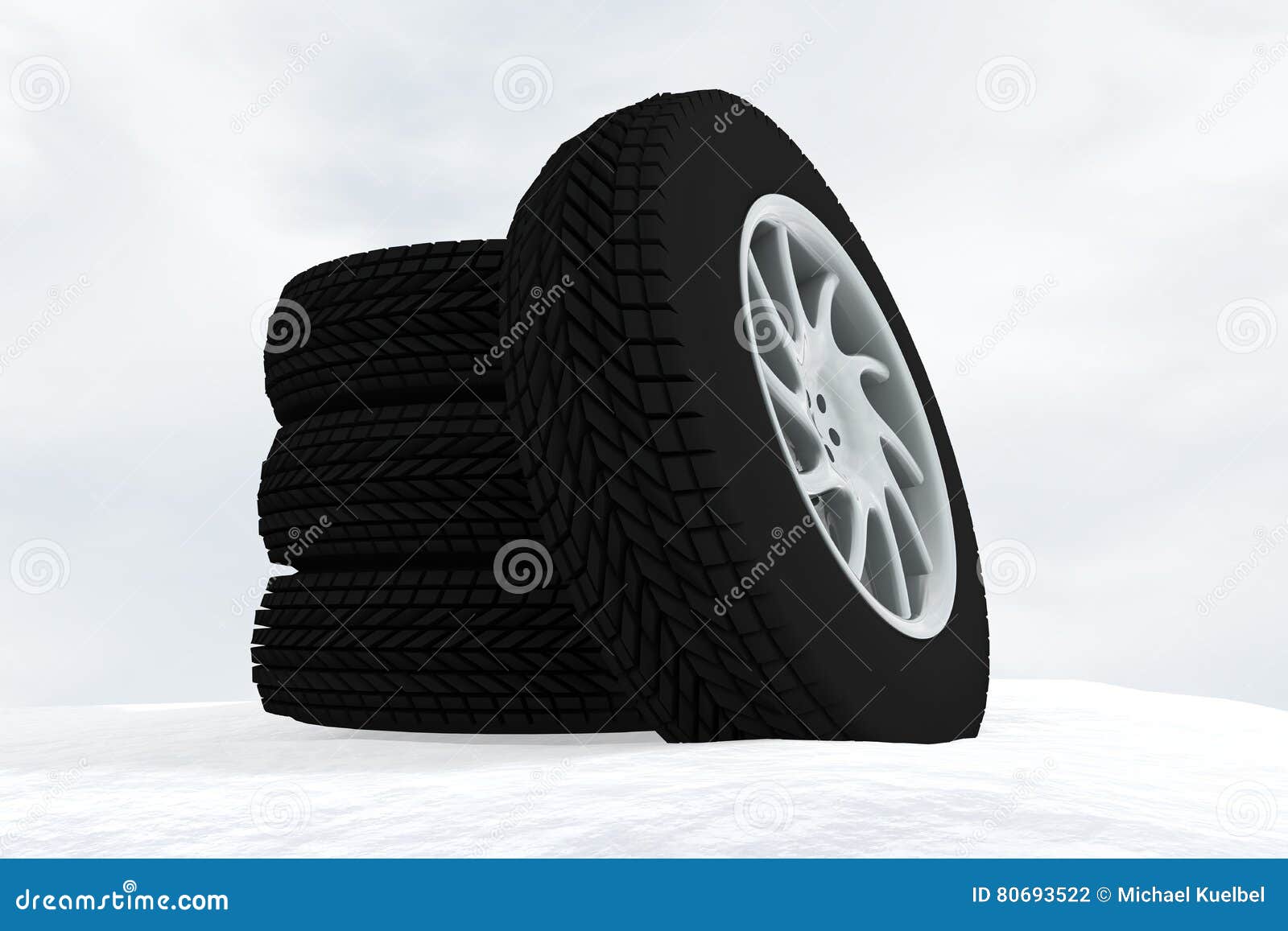 Snow Ice Tire Concept 3d Rendering Illustration Stock Illustration ...