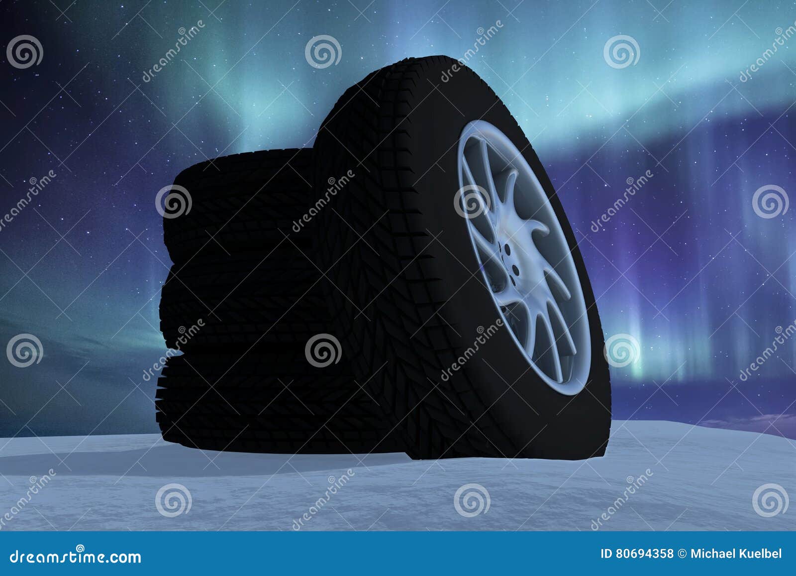 Snow Ice Tire Concept 3d Rendering Illustration Stock Illustration ...