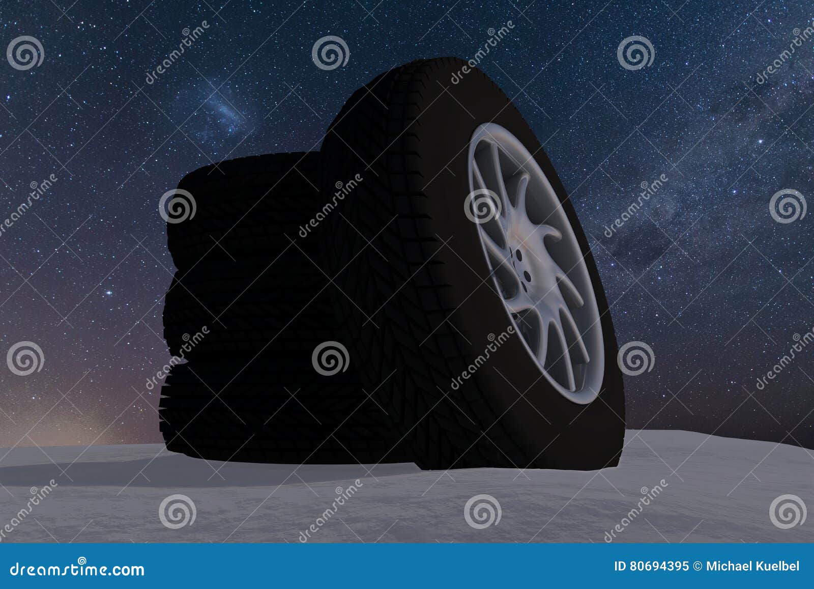 Snow Ice Tire Concept 3d Rendering Illustration Stock Illustration ...
