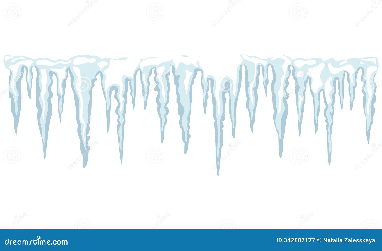 Snow Icicles Border Isolated on White Background. Vector Snow Element ...