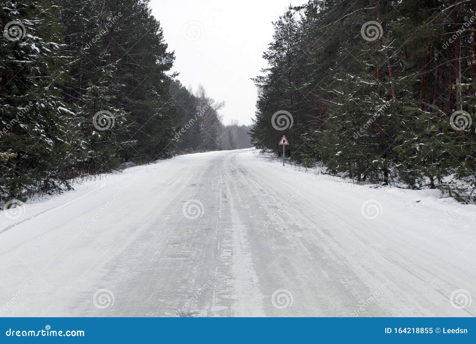 Snow Icy Road stock image. Image of slick, season, view - 164218855