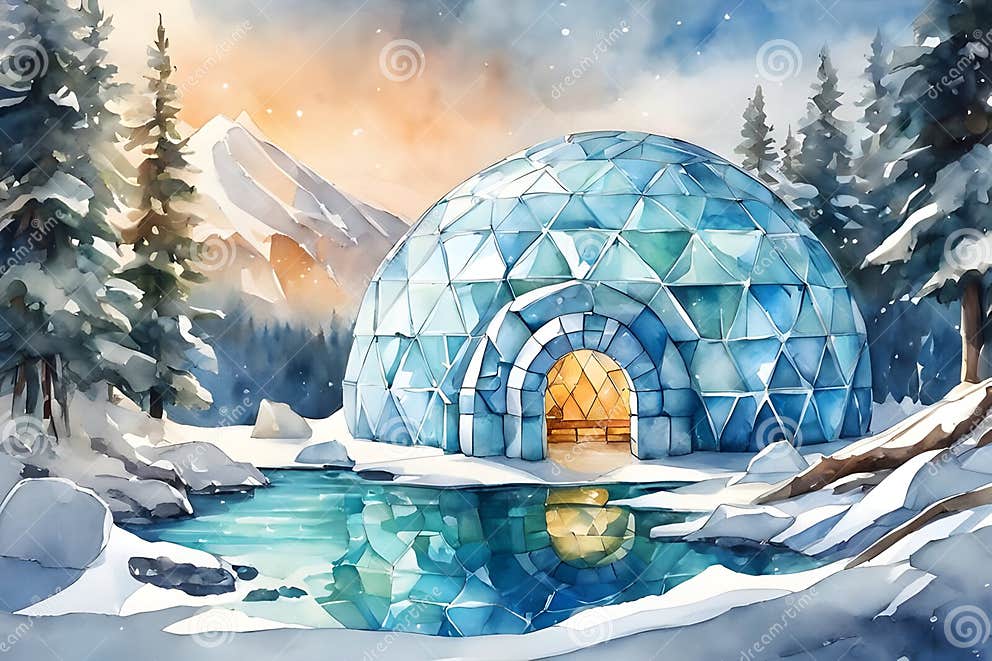 Snow Igloo in the Mountains Stock Illustration - Illustration of adventure, igloo: 292631110