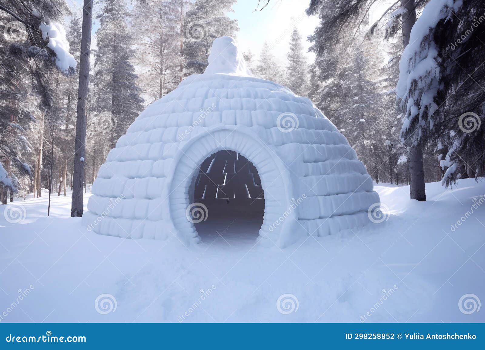 A snow igloo was built. stock illustration. Illustration of cold ...