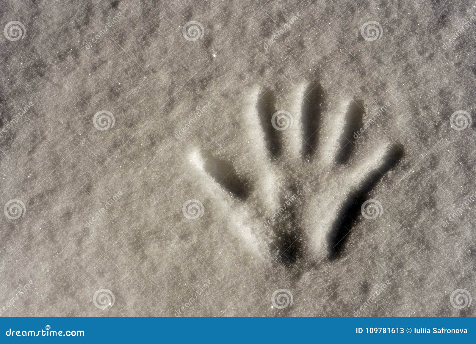 On the Snow Imprint of a Palm, Winter and Cold, Night Stock Image ...