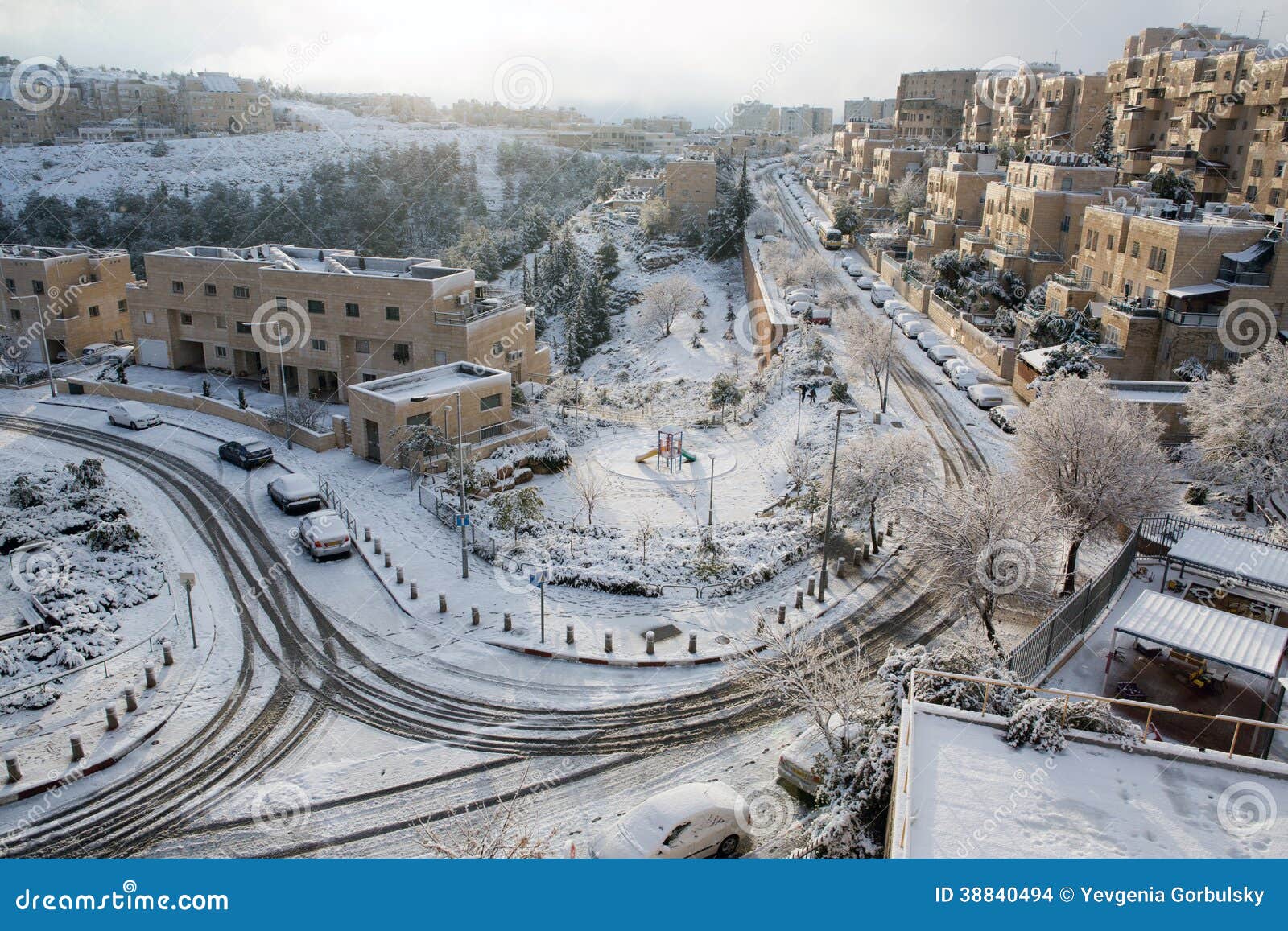 Snow in Jerusalem stock photo. Image of rains, trees - 38840494