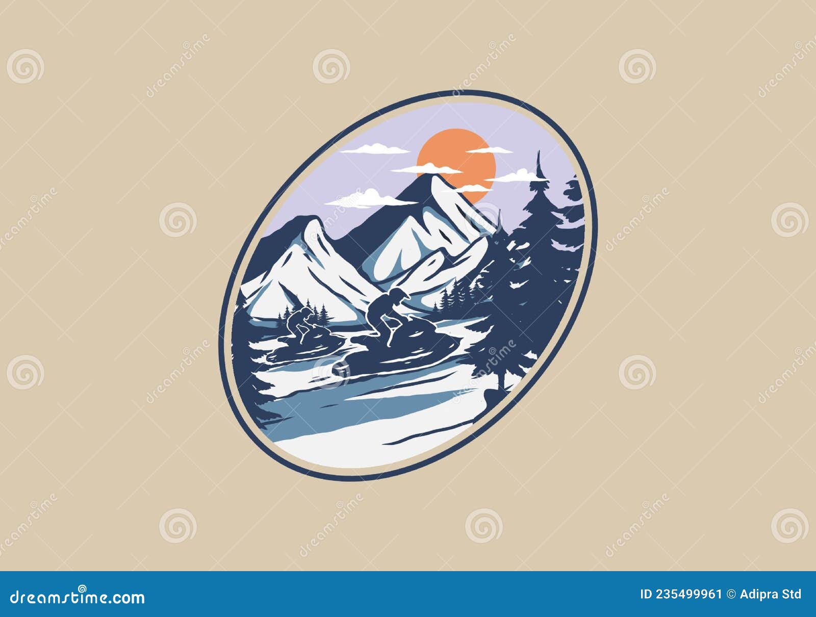Snow Jet Ski Illustration Graphic Stock Vector - Illustration of ...
