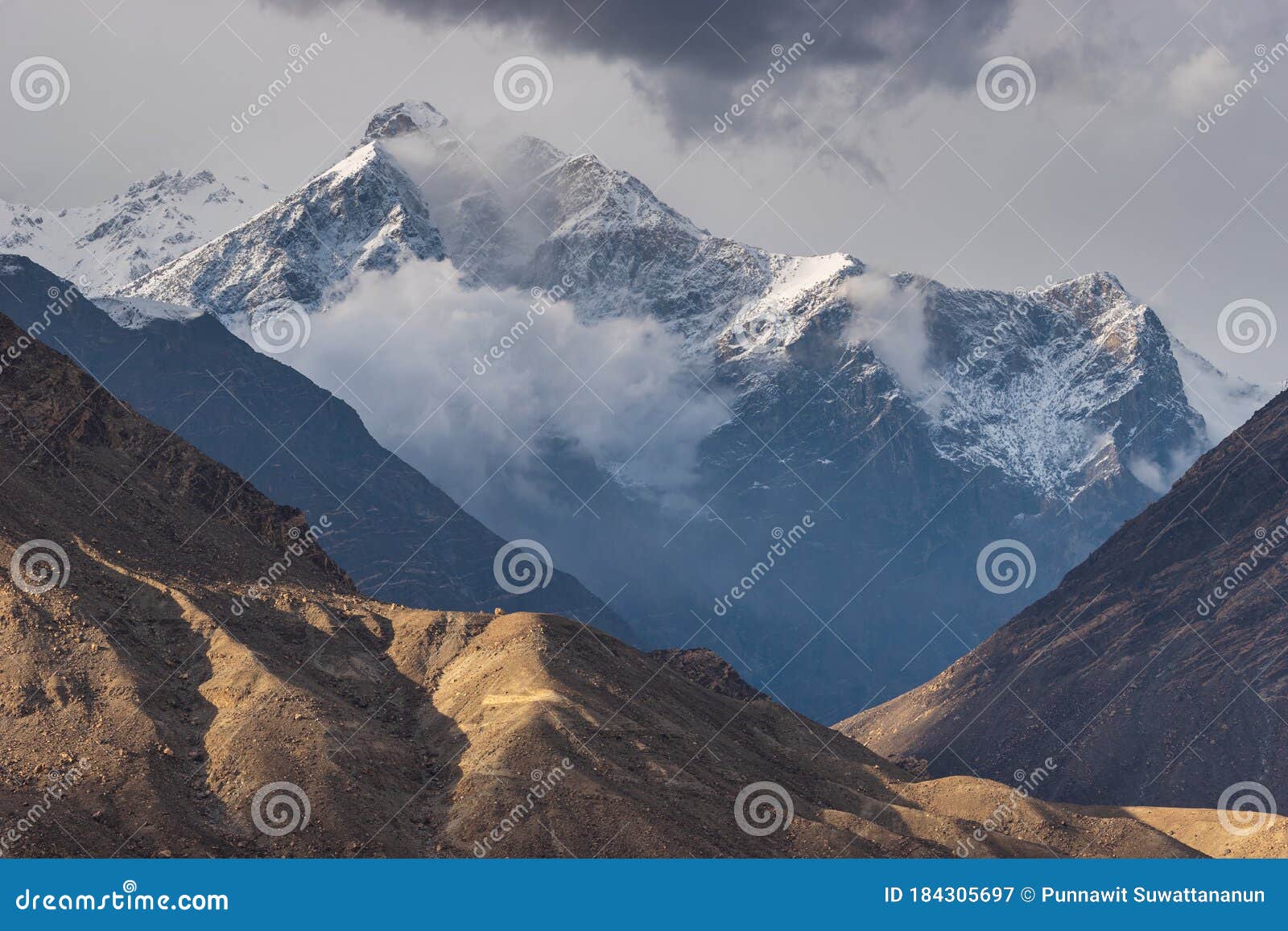 Snow Karakoram Mountains Peak View from Gilgit, Pakistan Stock Image ...