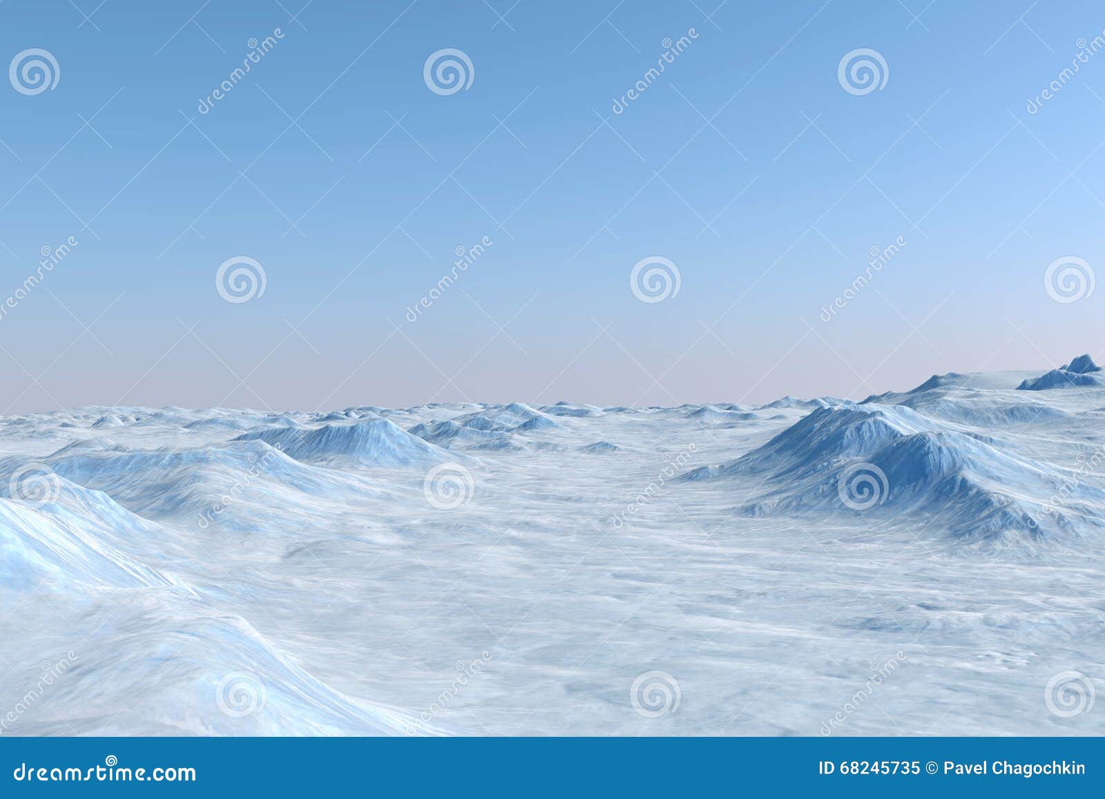 Snow Landscape, Ice Valley with Mountains. Arctic View Stock ...