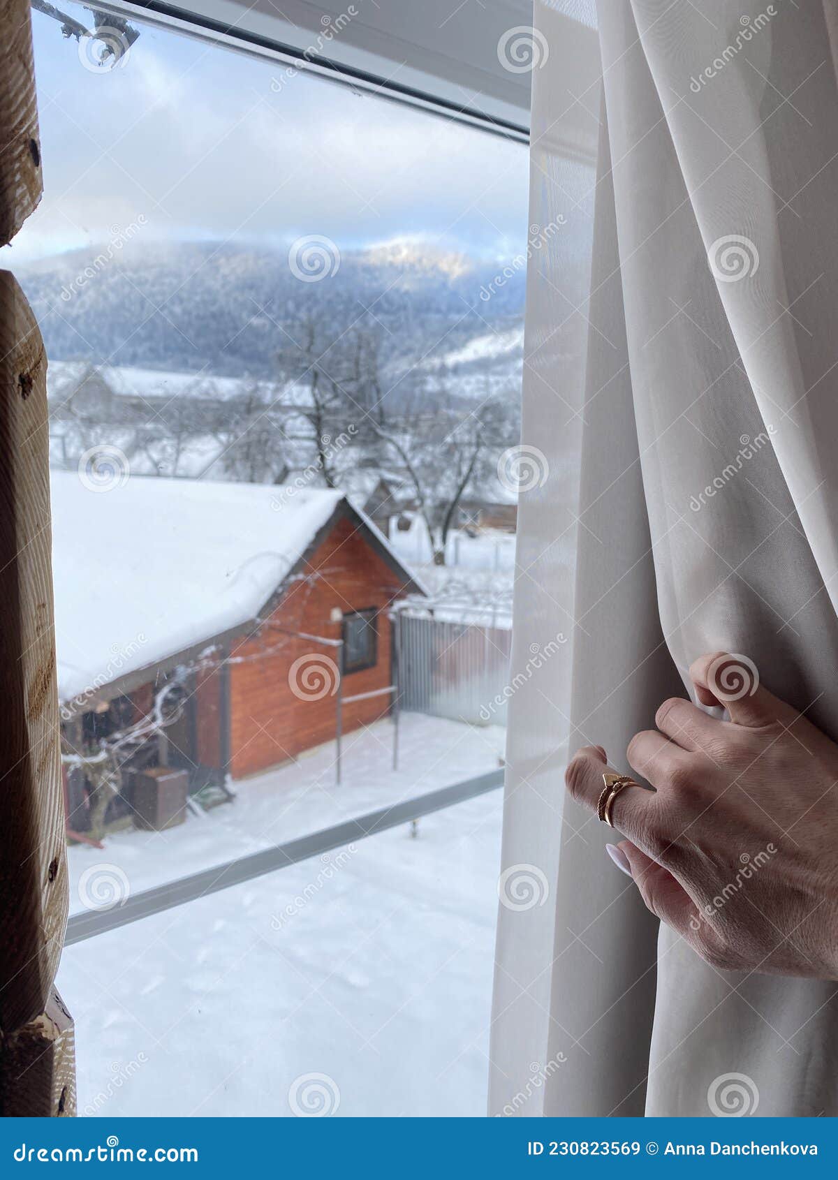 Snow Landscape View through the Window Stock Image - Image of season ...