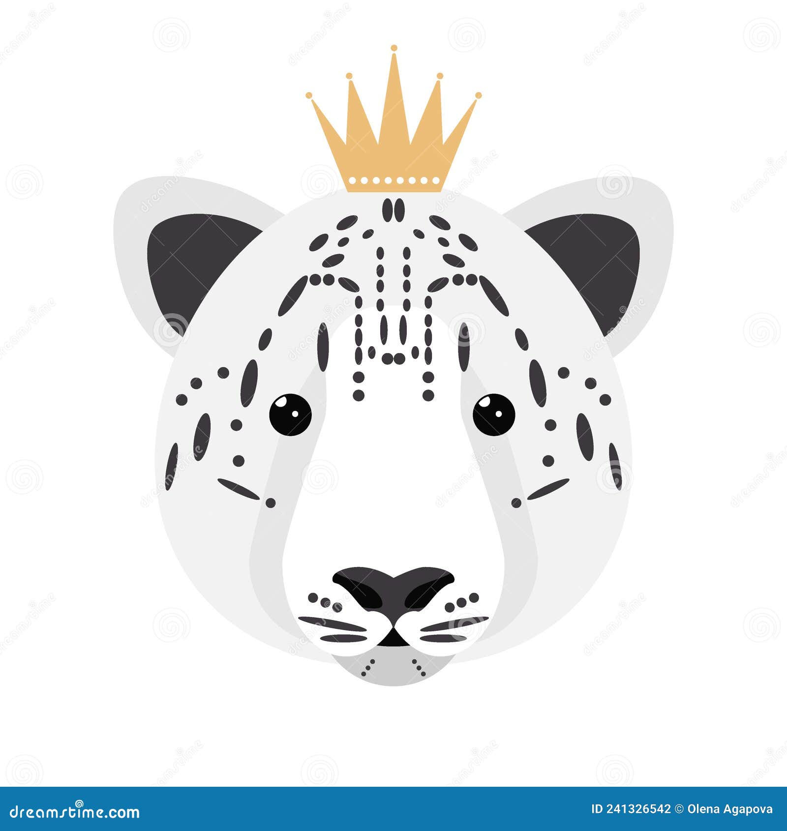 Snow Leopard with Crown. Snow Leopard Character, Crown Stickers. Stock ...