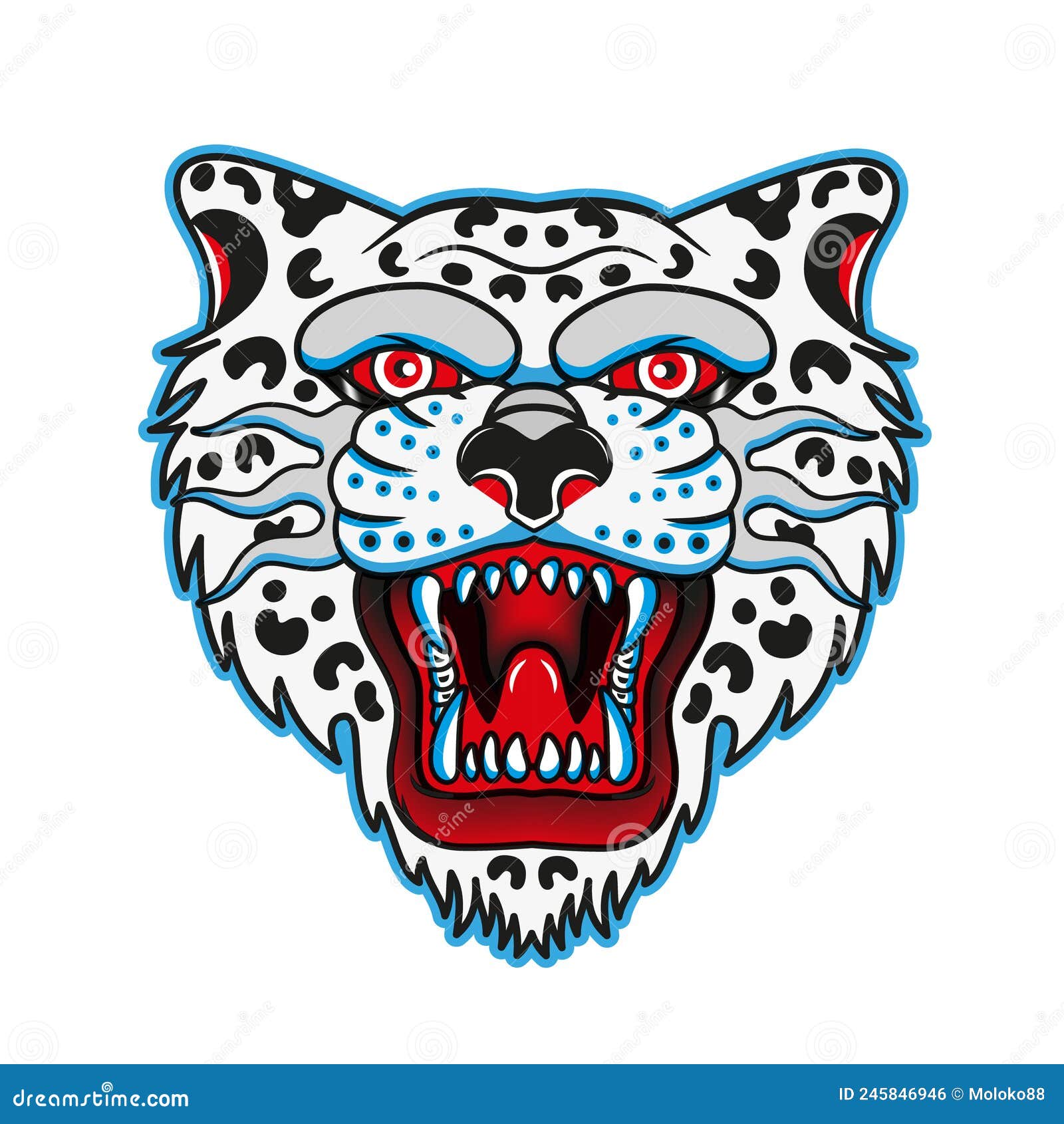 Snow Leopard Face.Leopard Head Mascot Illustration Stock Vector ...