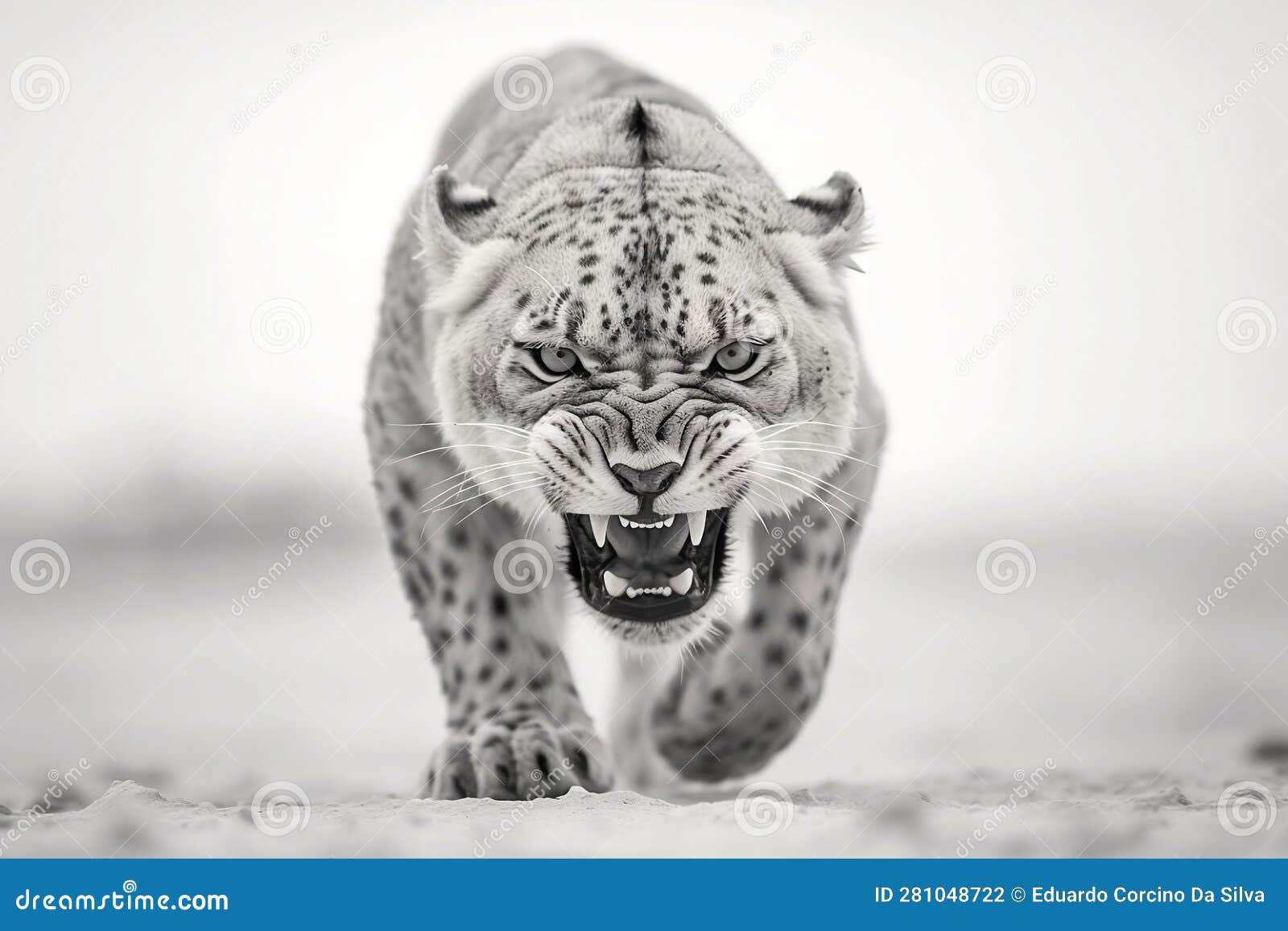 A Snow Leopard Facing Forward, Ready To Attack, Generative AI Stock ...
