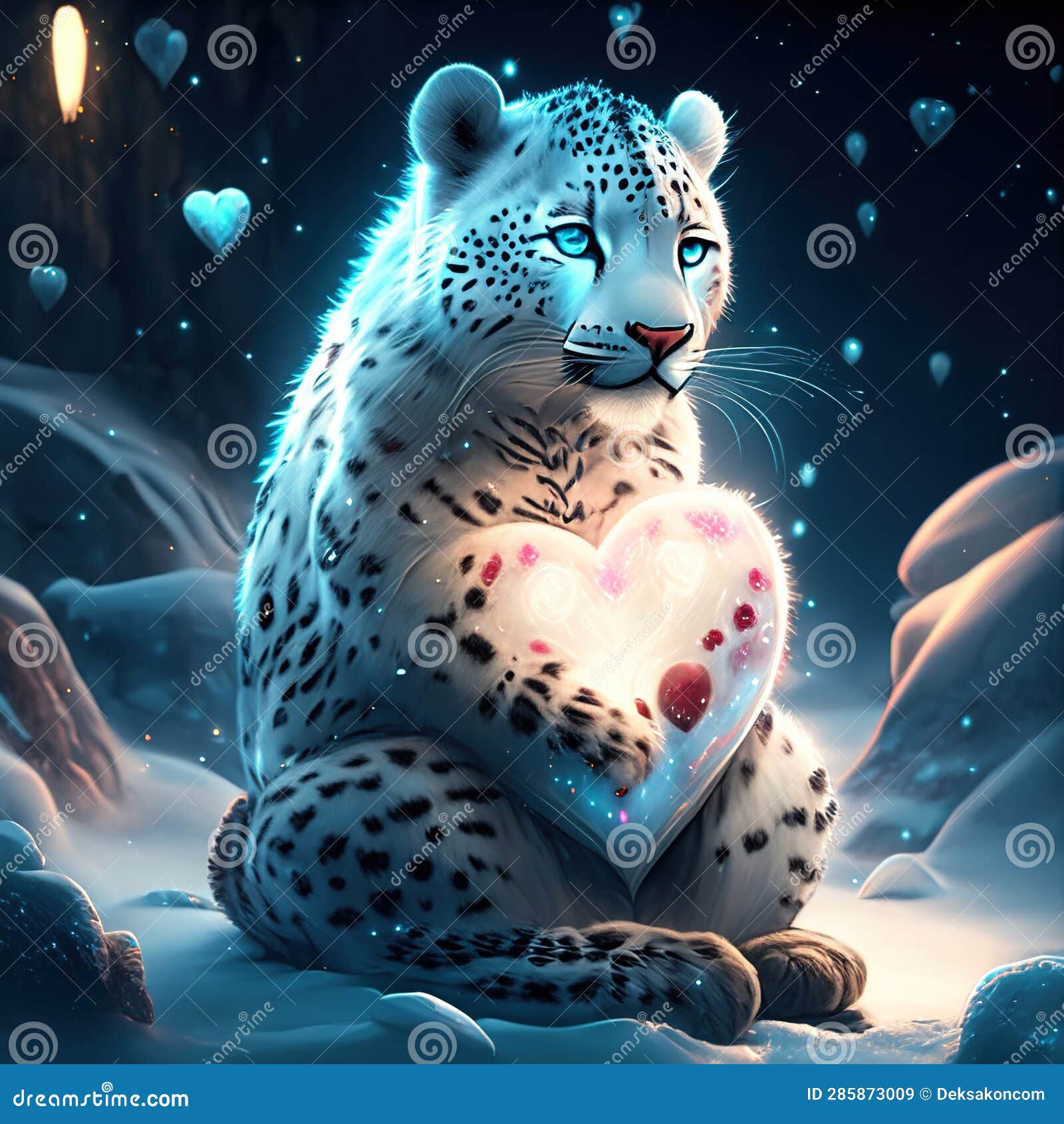 Snow Leopard Hugging Heart Snow Leopard in the Winter Forest with Heart ... Snow Leopard Hugging Heart Snow Leopard in the Winter Forest with Heart ...