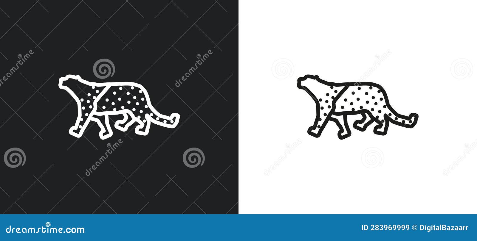 Snow Leopard Outline Icon in White and Black Colors. Snow Leopard Flat ...