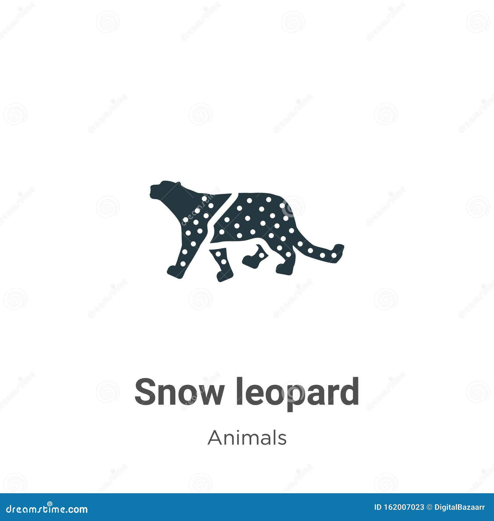 Snow Leopard Vector Icon On White Background. Flat Vector Snow Leopard ...