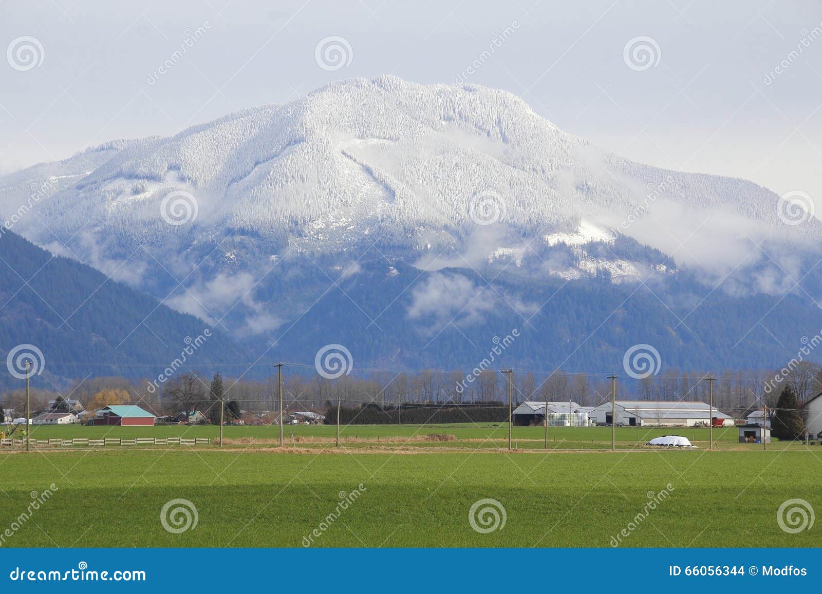 Snow Line on Small Mountain Stock Photo - Image of buildings, point ...
