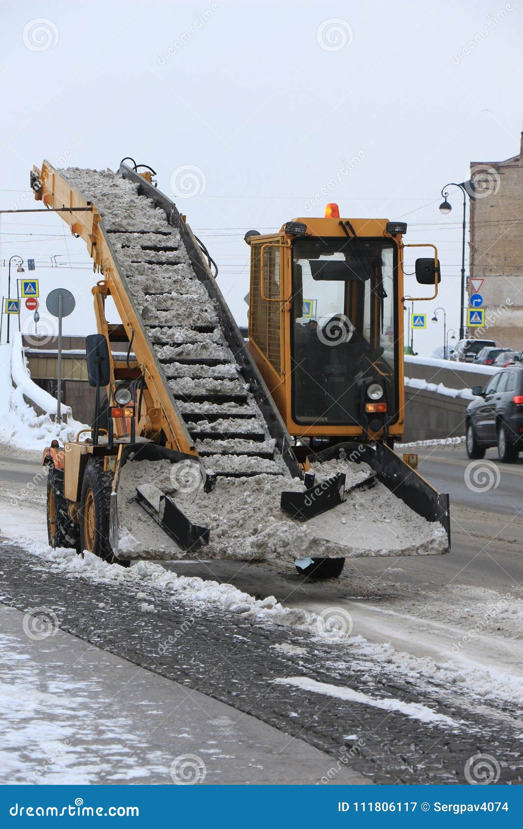 Snow-removal Machine on the Street Stock Image - Image of blizzard ...