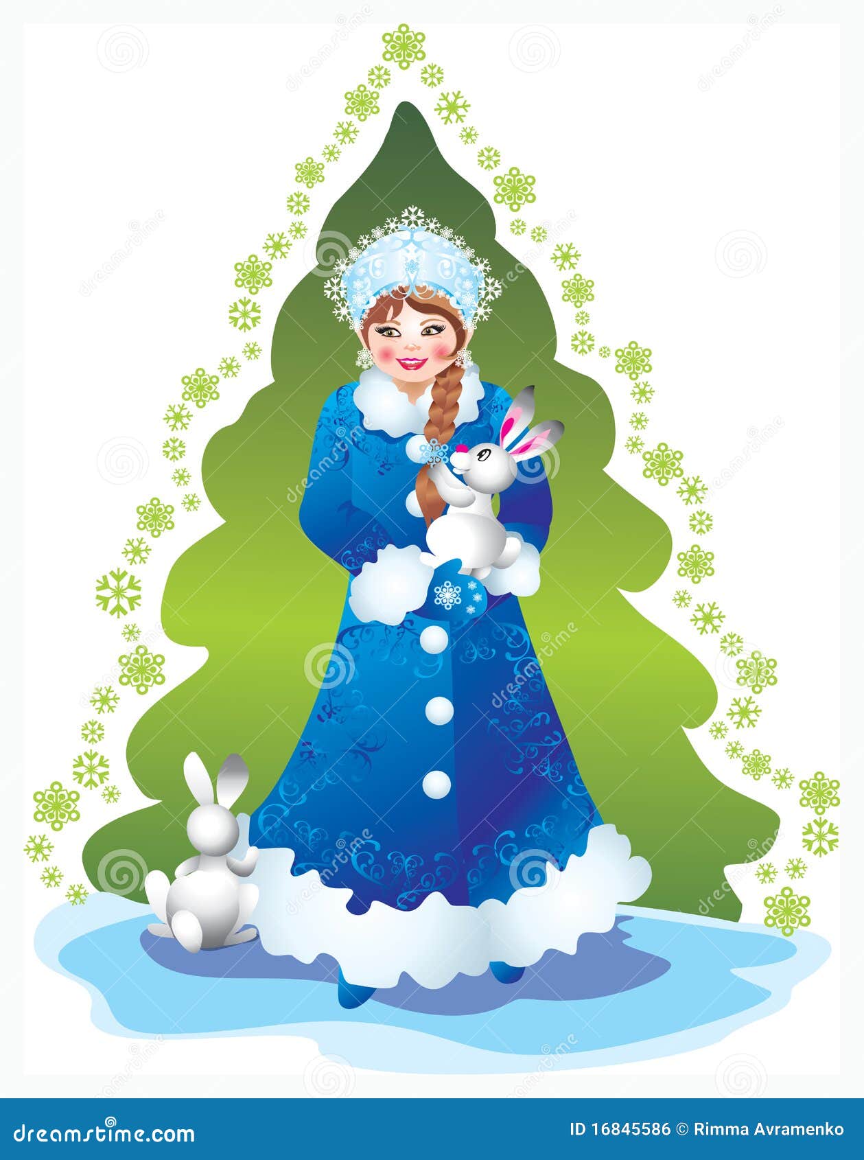 Snow maiden stock vector. Illustration of girl, blue - 16845586