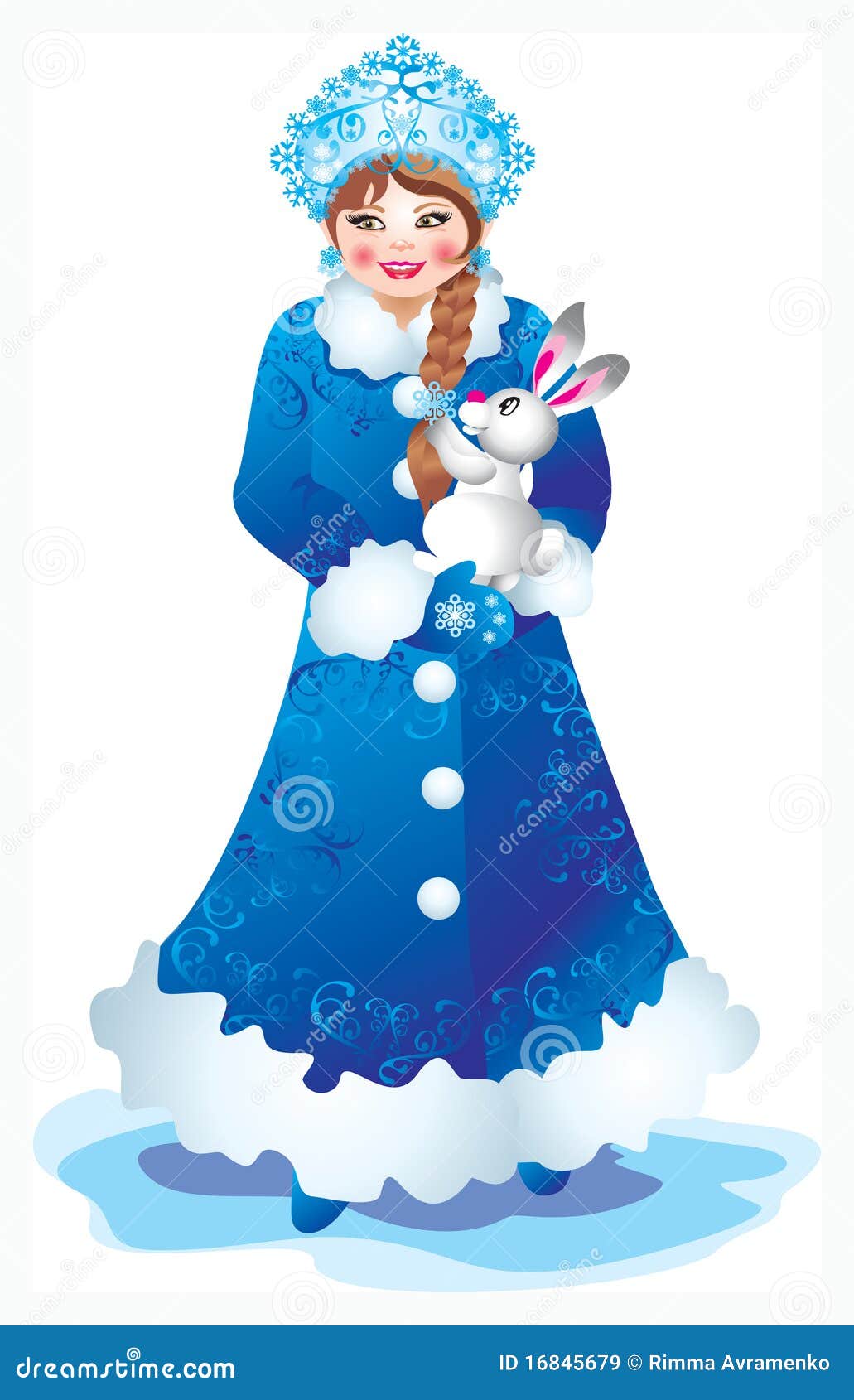 Snow maiden stock vector. Illustration of bunny, year - 16845679