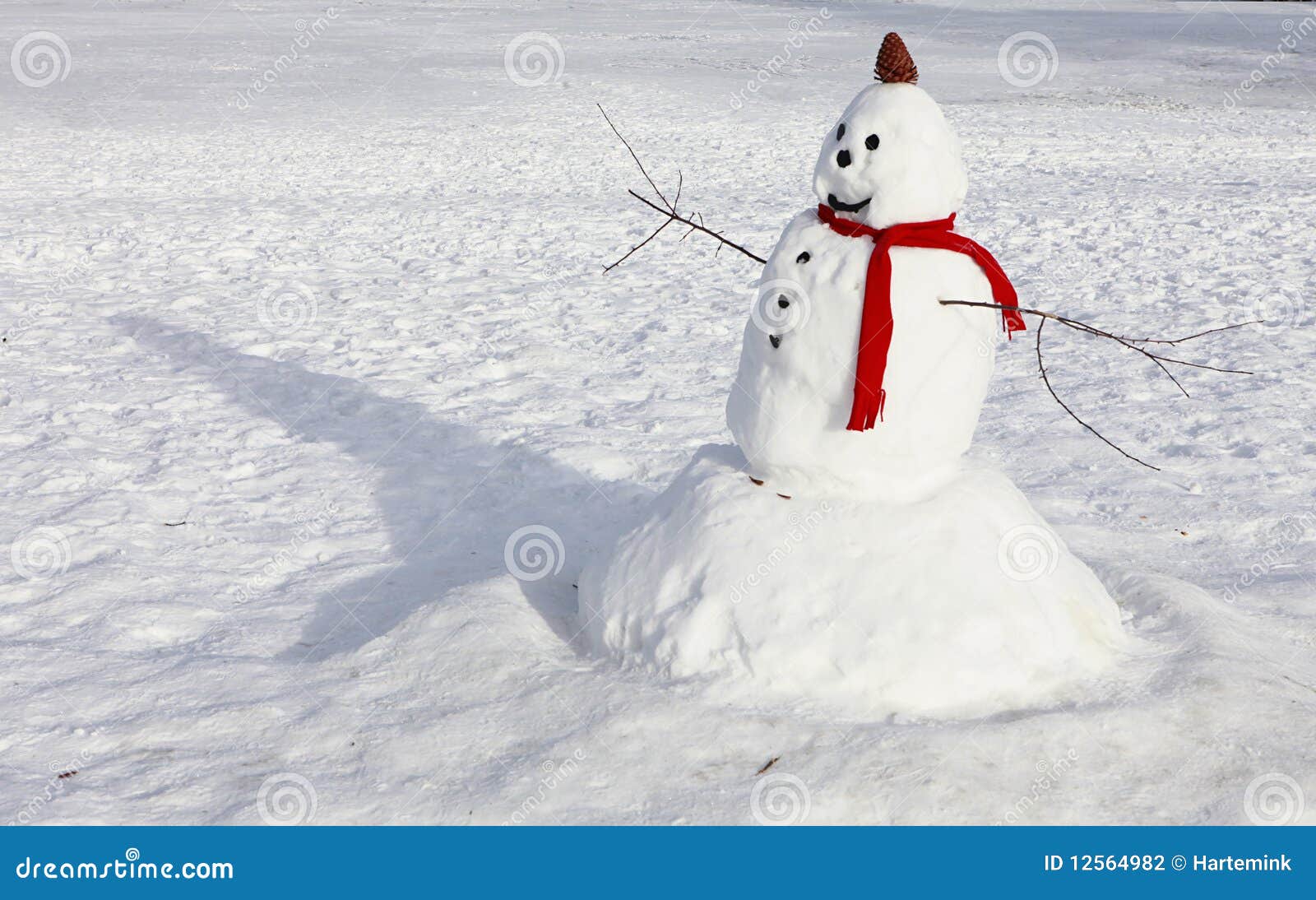 Snow Man with Red Scarf stock photo. Image of create - 12564982