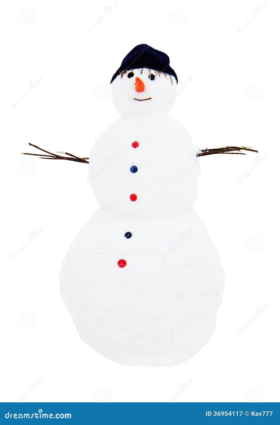 Snow Man Standing Close Up Isolated Stock Illustration - Illustration ...