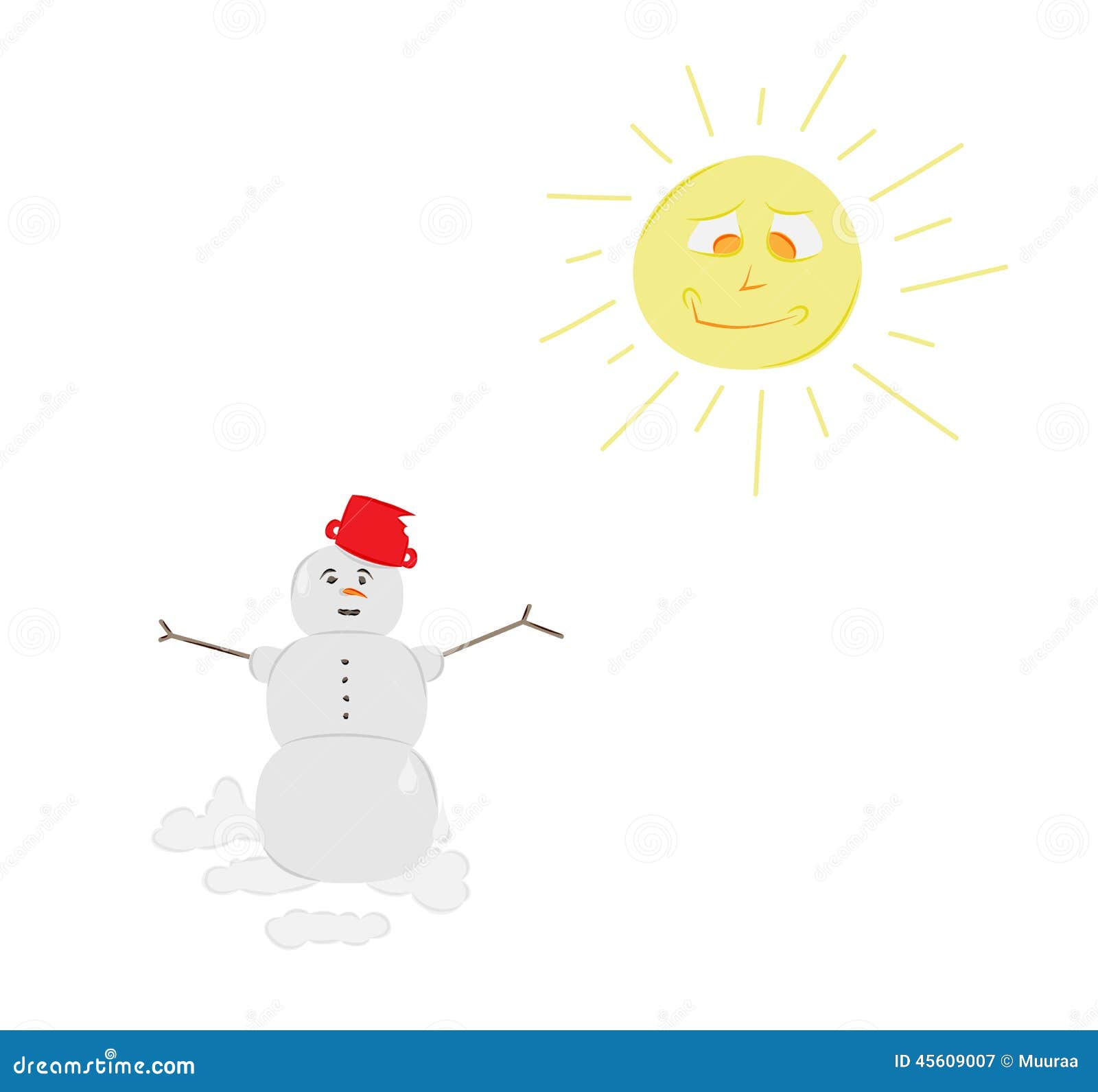 Snow man and sun stock vector. Illustration of design - 45609007