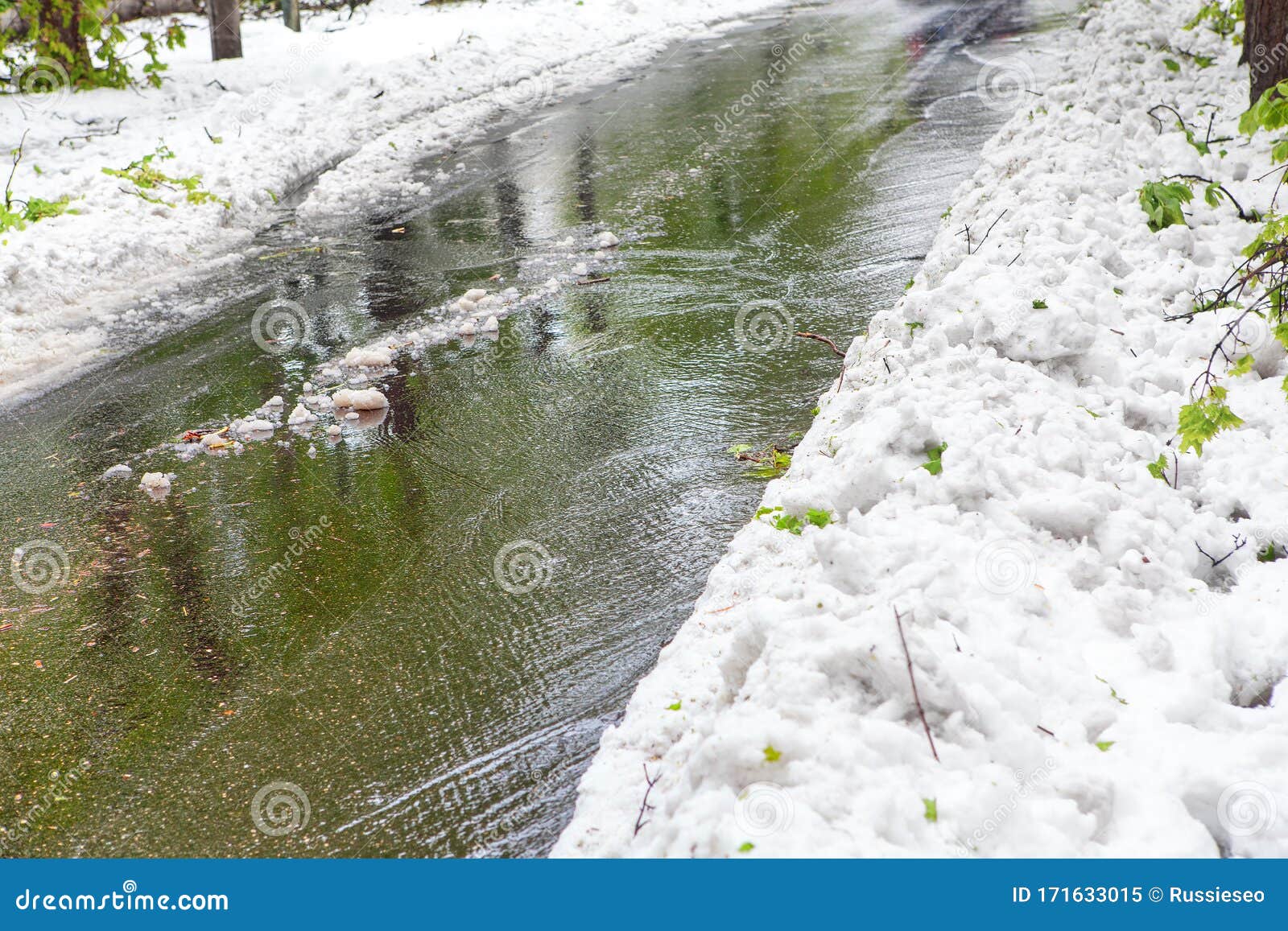Snow melting stock image. Image of cold, flow, nature - 171633015