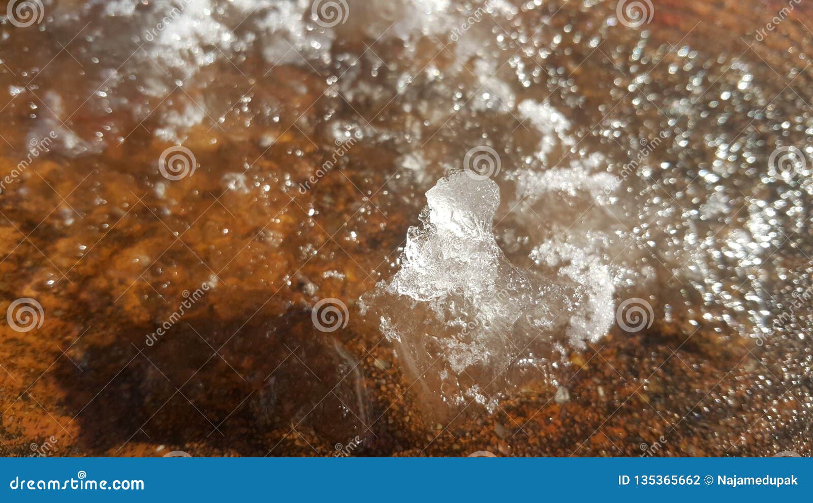 Snow Melting into Water Under Sunlight on Road Under Sunlight Stock ...