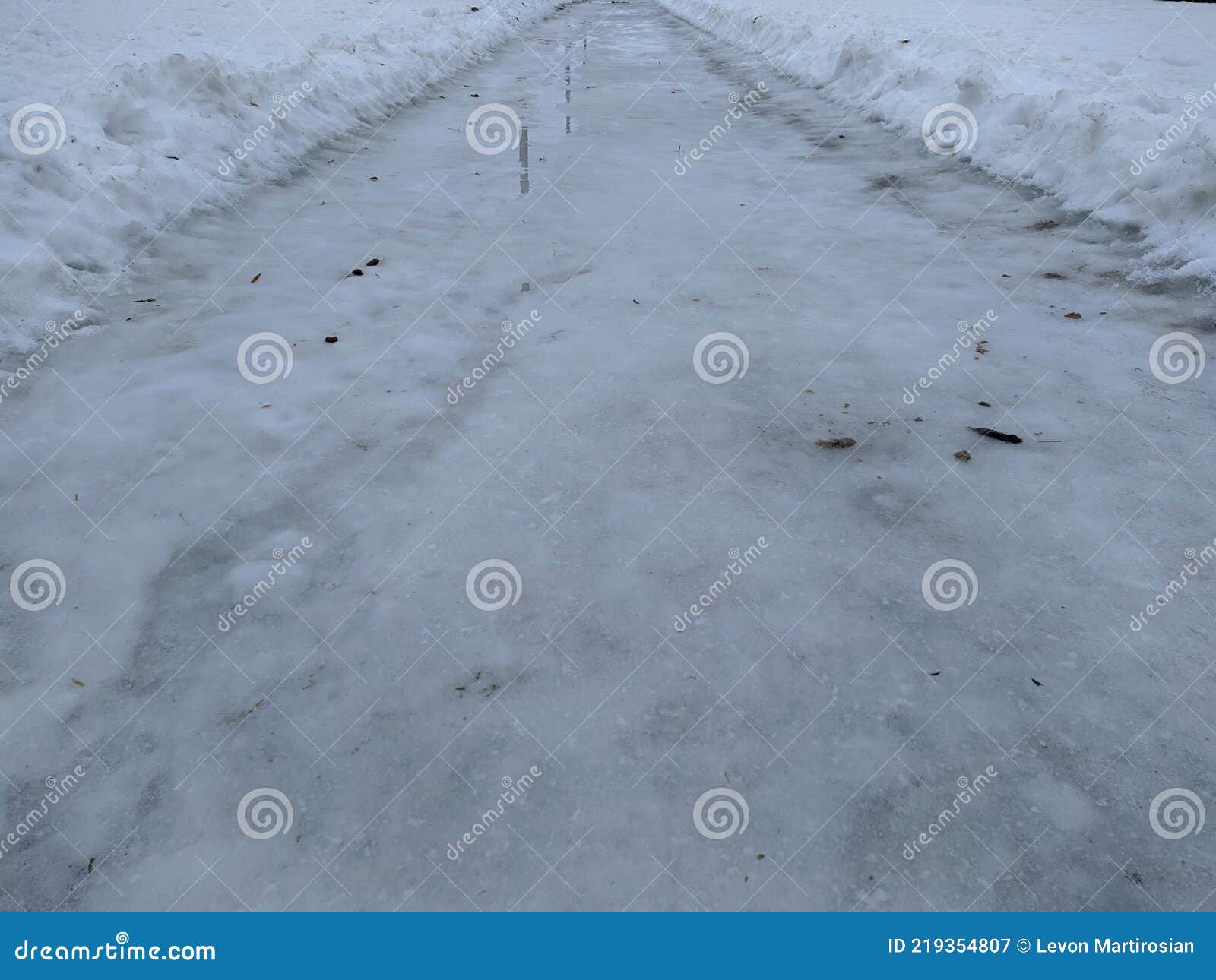 Snow Melts Outside Leaving Mud and Puddles Stock Image - Image of rural ...