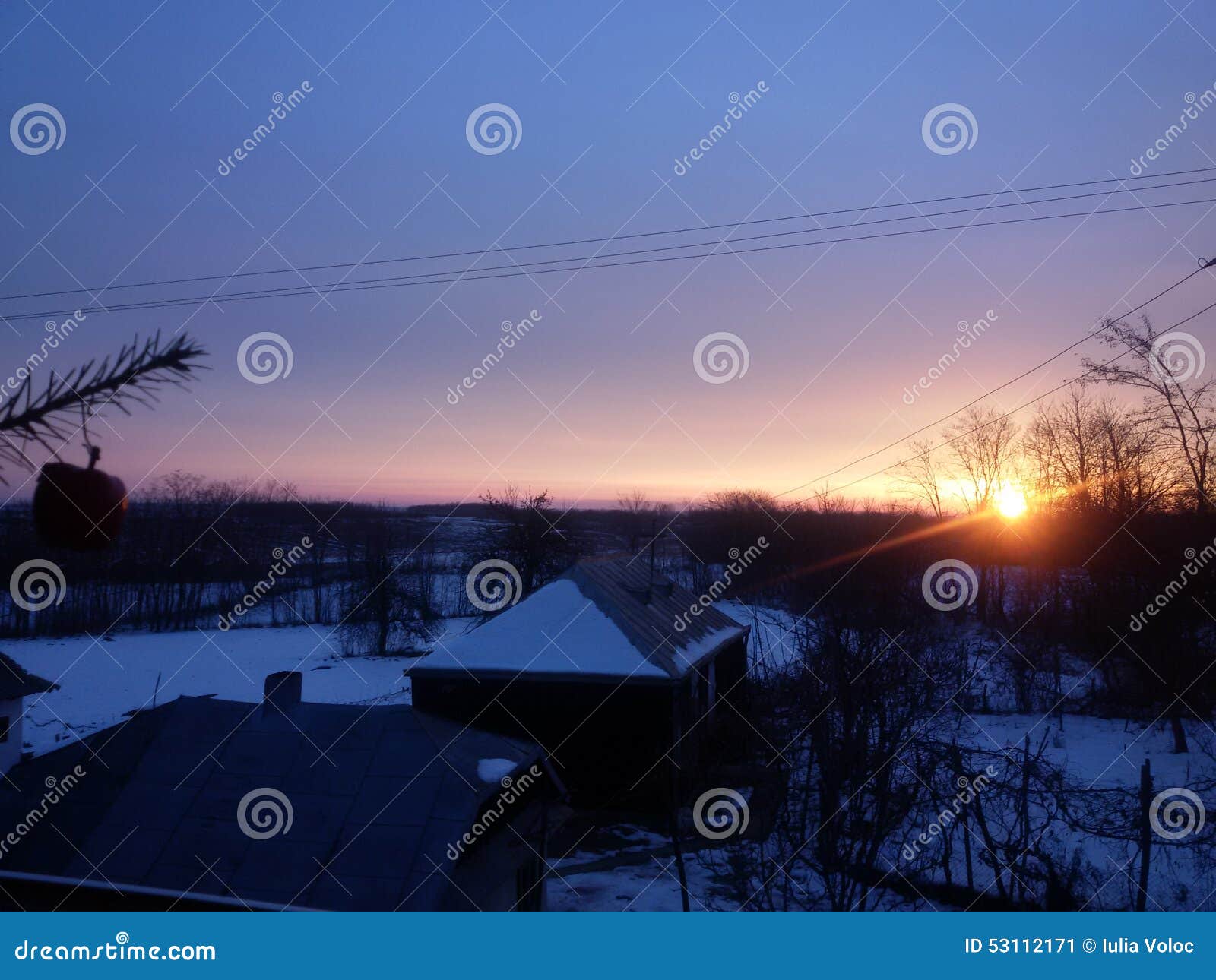Snow morning stock image. Image of country, snow, sunrise - 53112171
