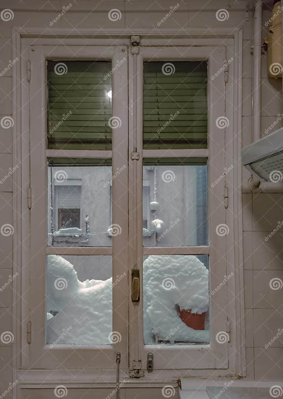 Snow Mound on a Window Sill Stock Photo - Image of flake, freeze: 207635362