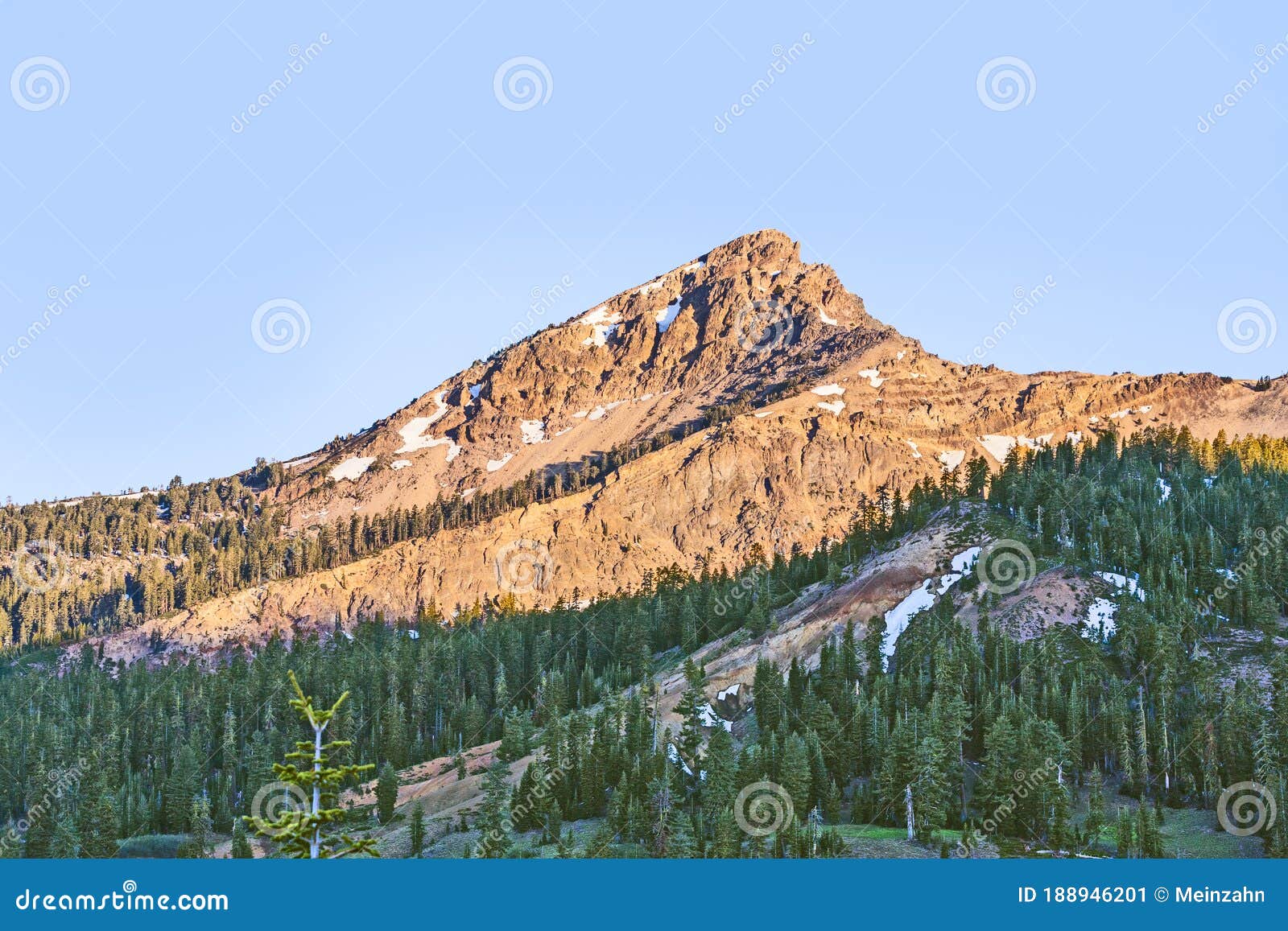 Snow on Mount Lassen in the National Park Stock Image - Image of woods ...
