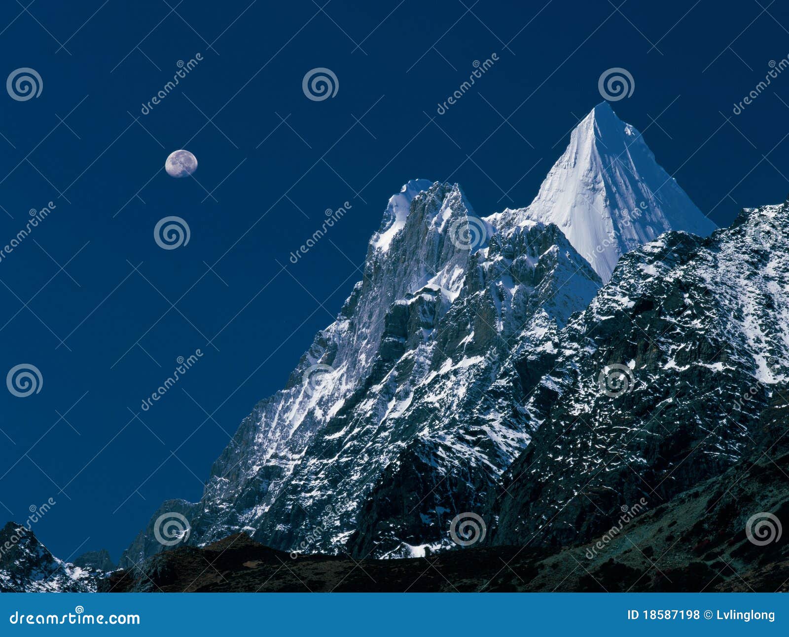 Snow mount in moonlight stock photo. Image of mount, pure - 18587198