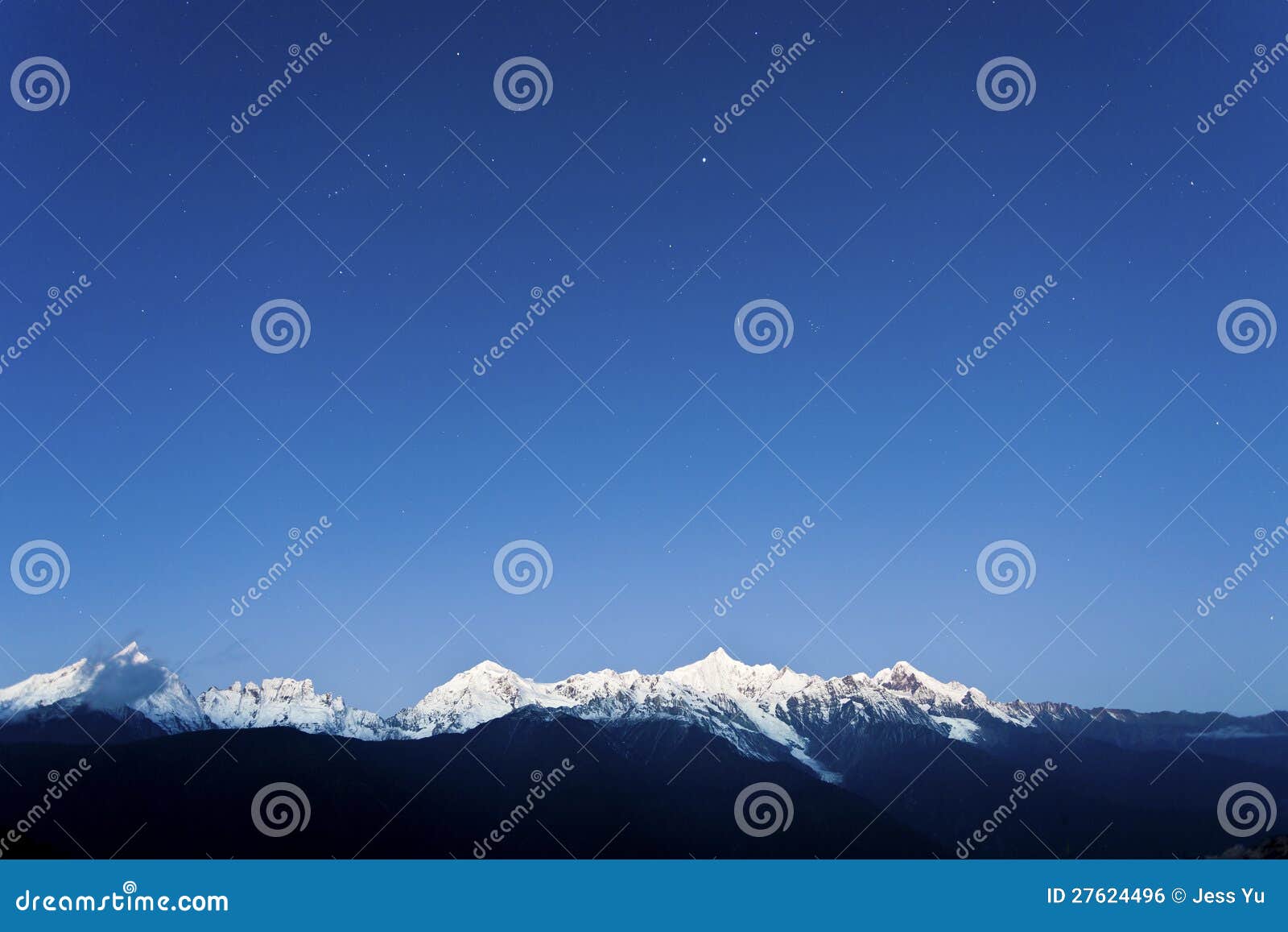 Snow Mountain at Dawn with Stars Stock Photo - Image of galaxies ...
