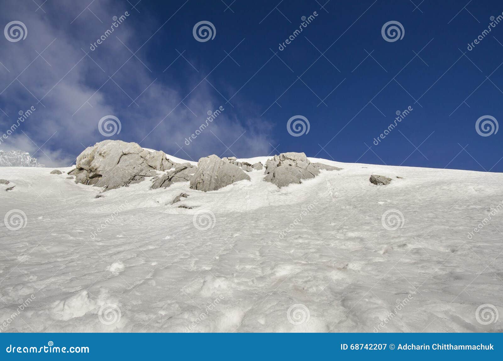 Snow mountain and fog stock image. Image of nature, landscape - 68742207