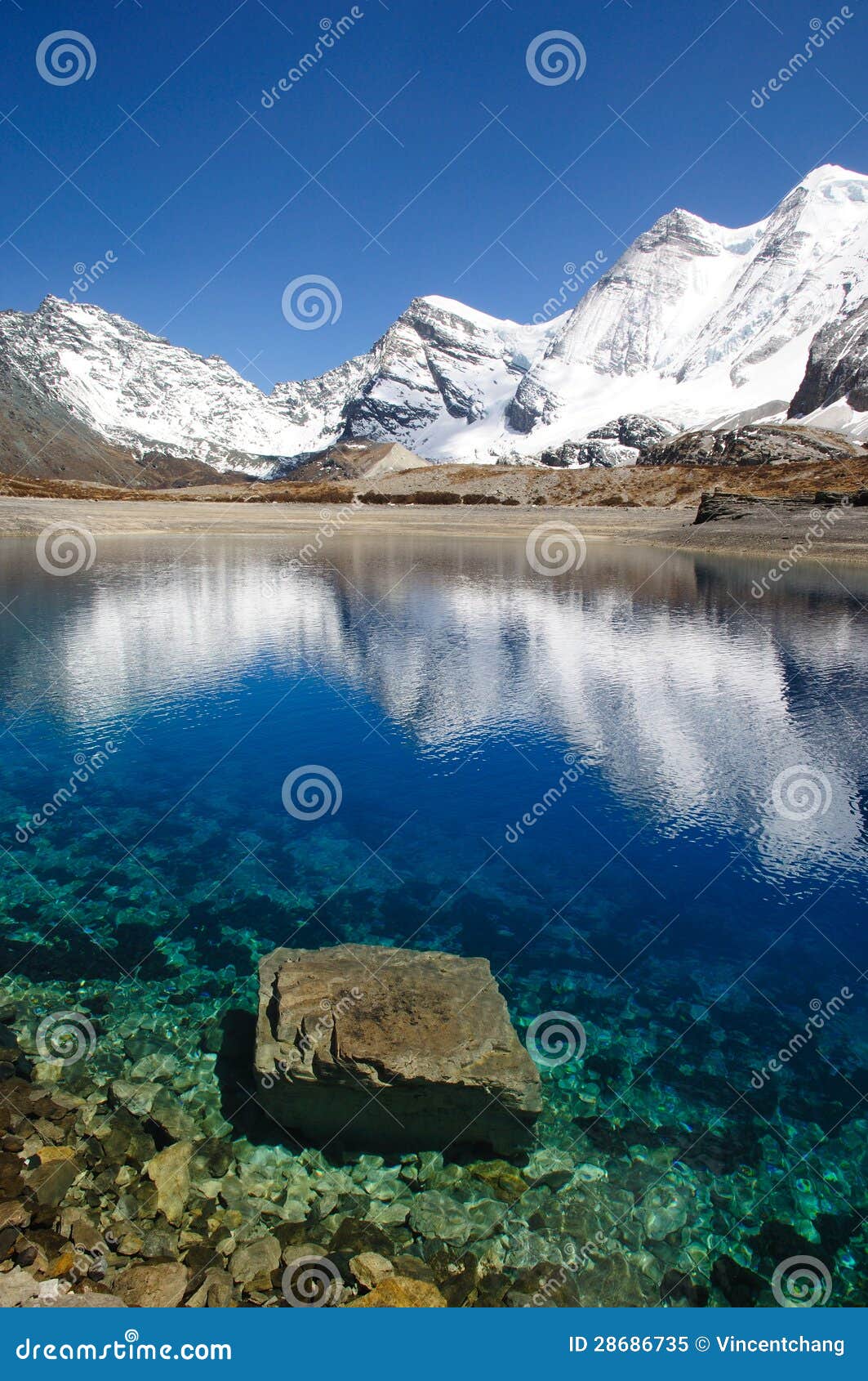 Snow Mountain and Lake stock image. Image of river, lake - 28686735