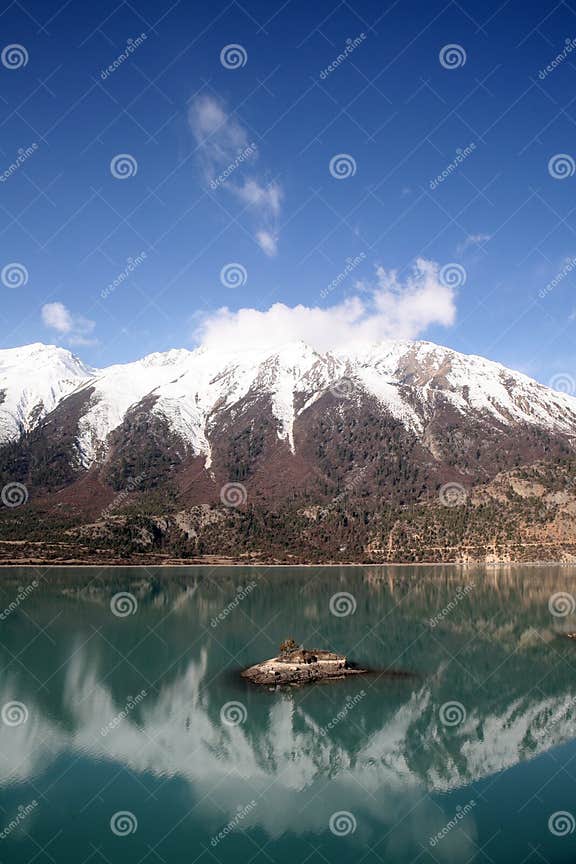 Snow mountain & lake stock image. Image of rocky, snow - 4407363