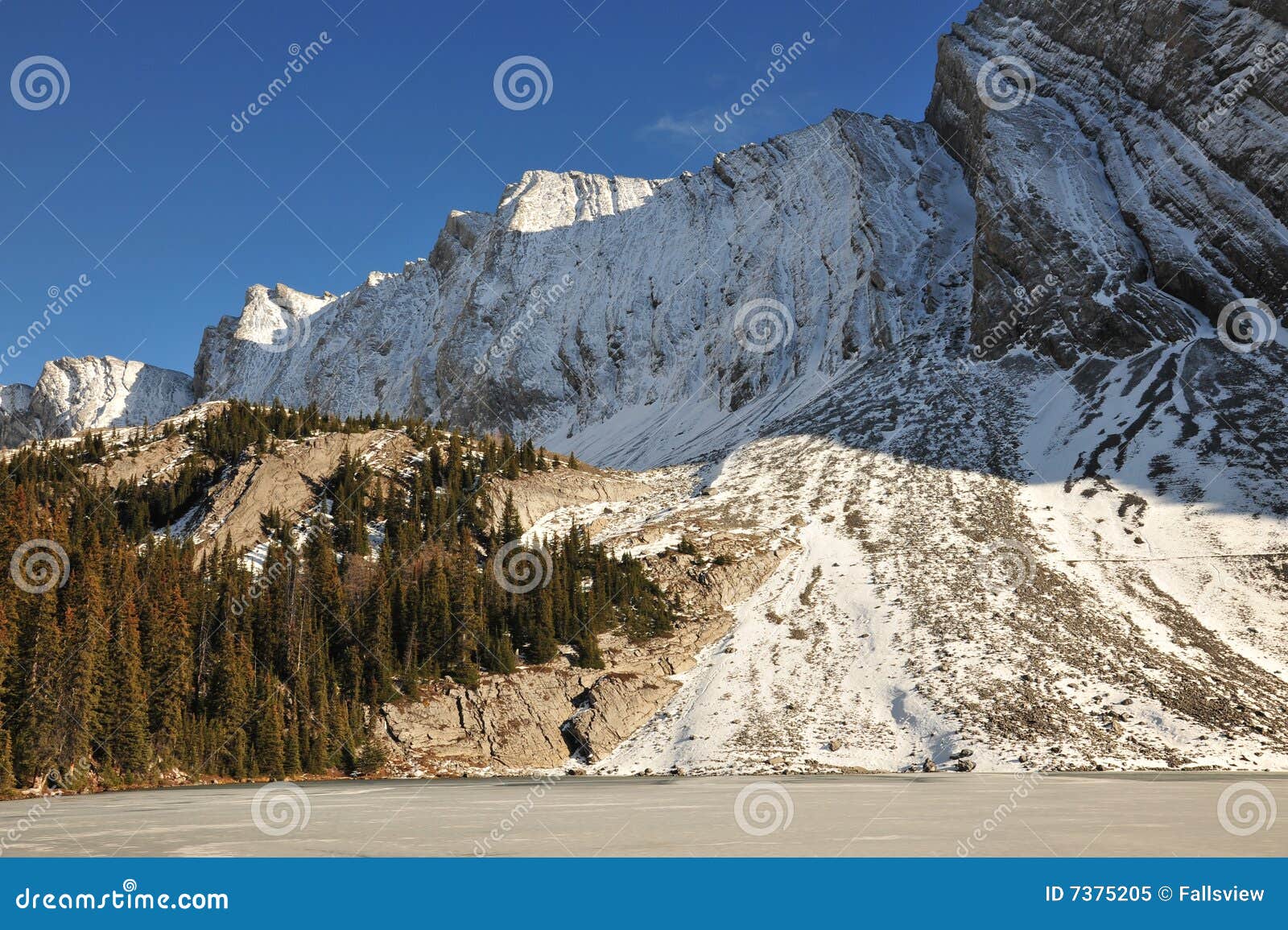 Snow mountain and lake stock image. Image of beautiful - 7375205