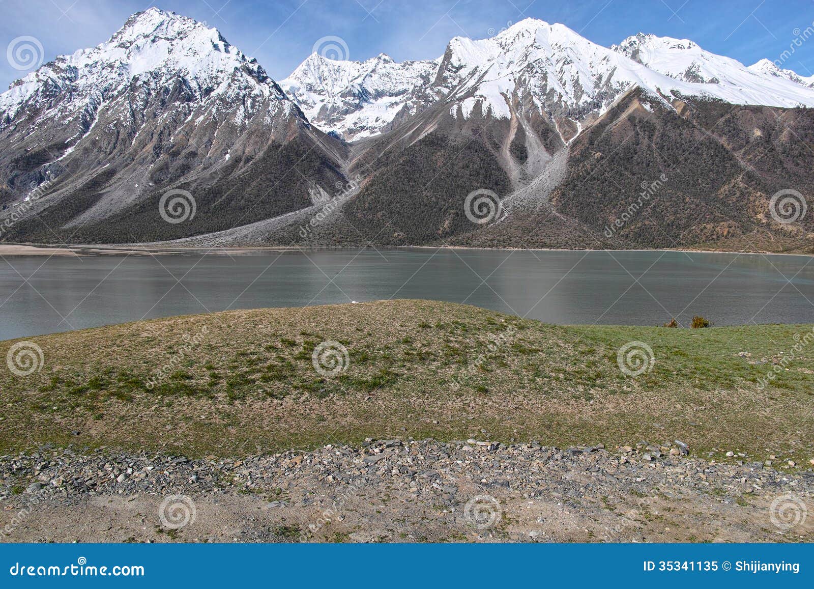 Snow mountain and lake stock image. Image of scenic, landscape - 35341135